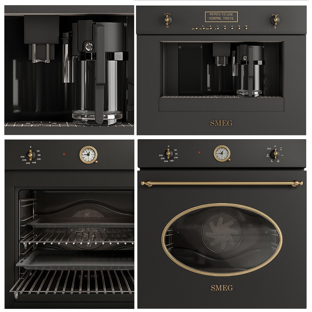 Kitchen Smeg Black 3D Model - TurboSquid 2260968
