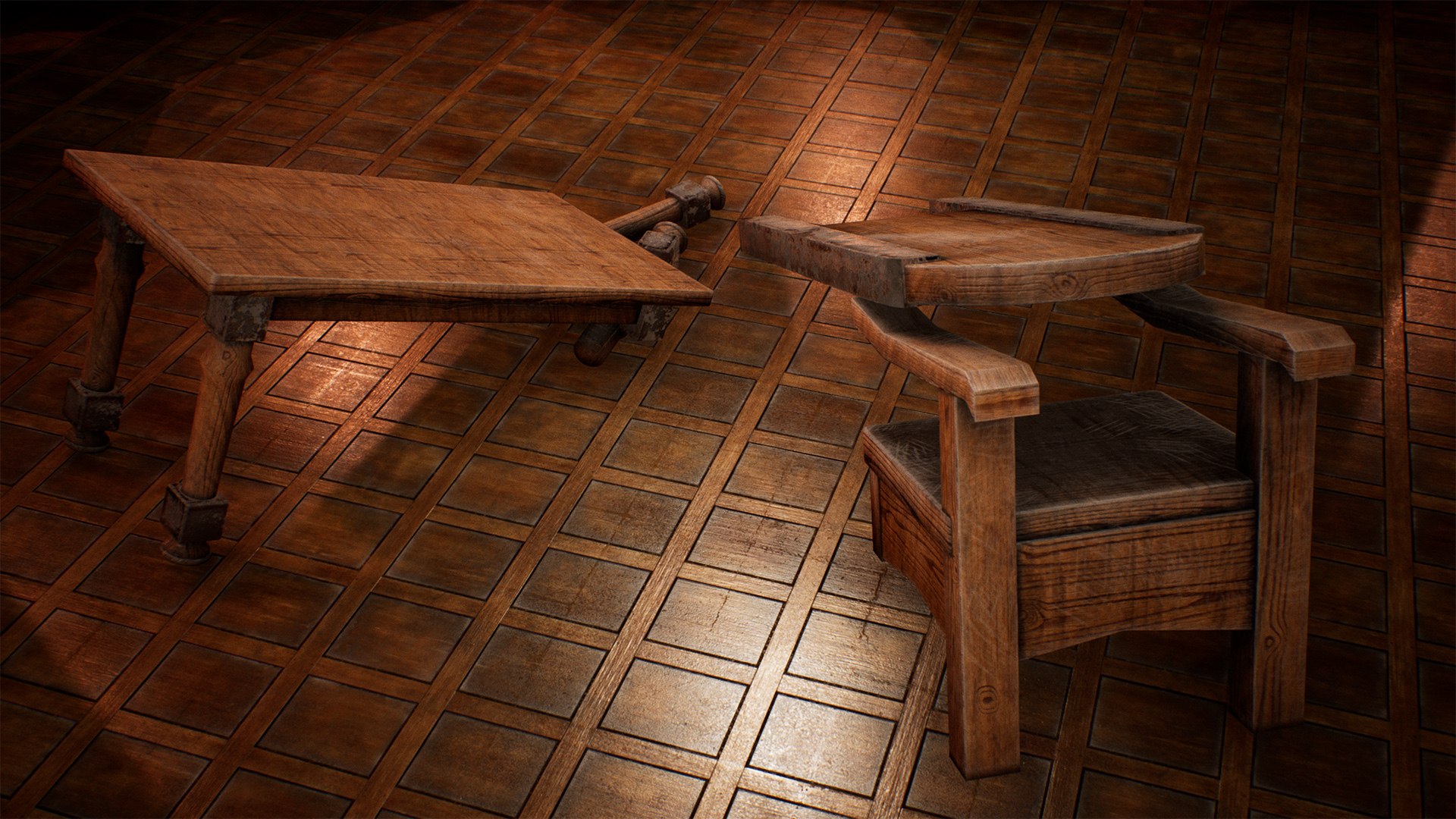 3D Medieval Chairs Tables Broken Variations - TurboSquid 2109719