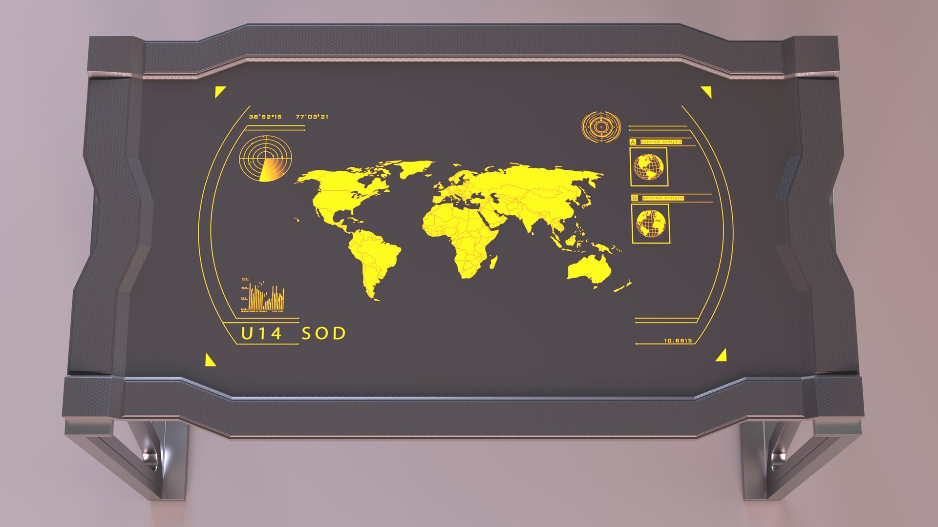 3D Model Sci-fi Table Orange - TurboSquid 2123594