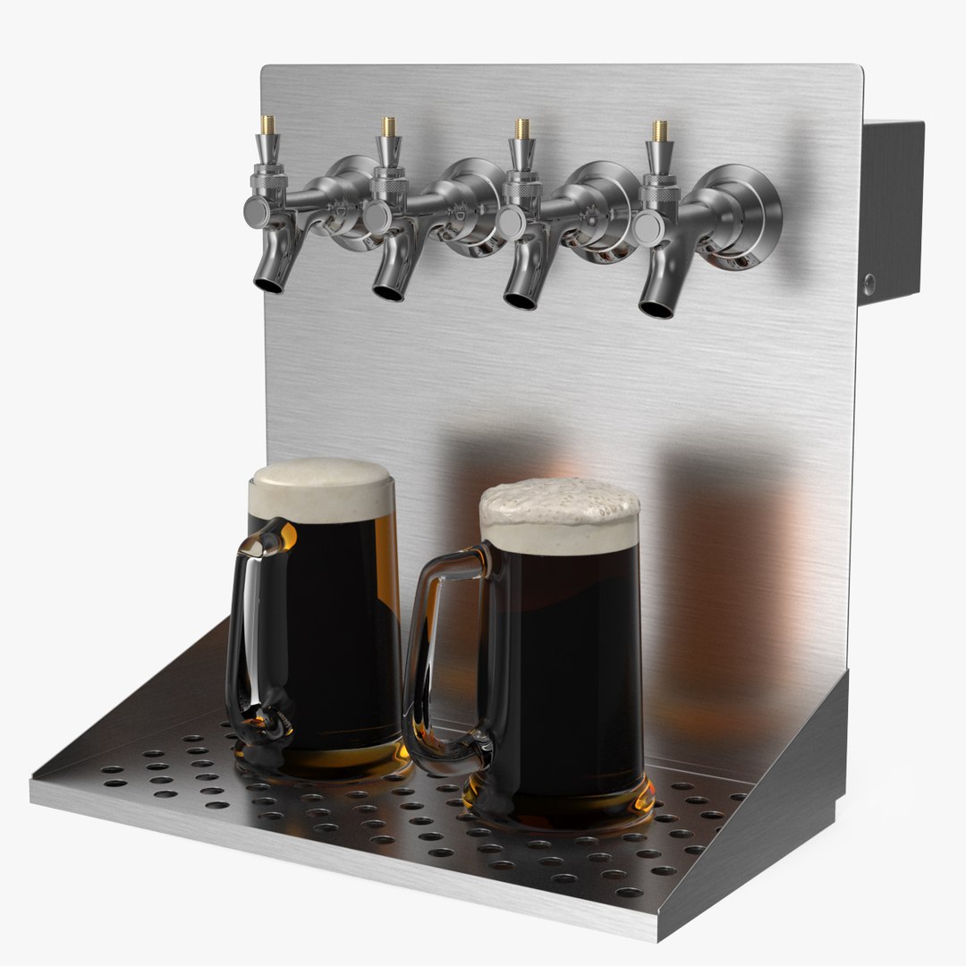 Wall Mount Beer Dispenser with Beer Mugs model - TurboSquid 1778016