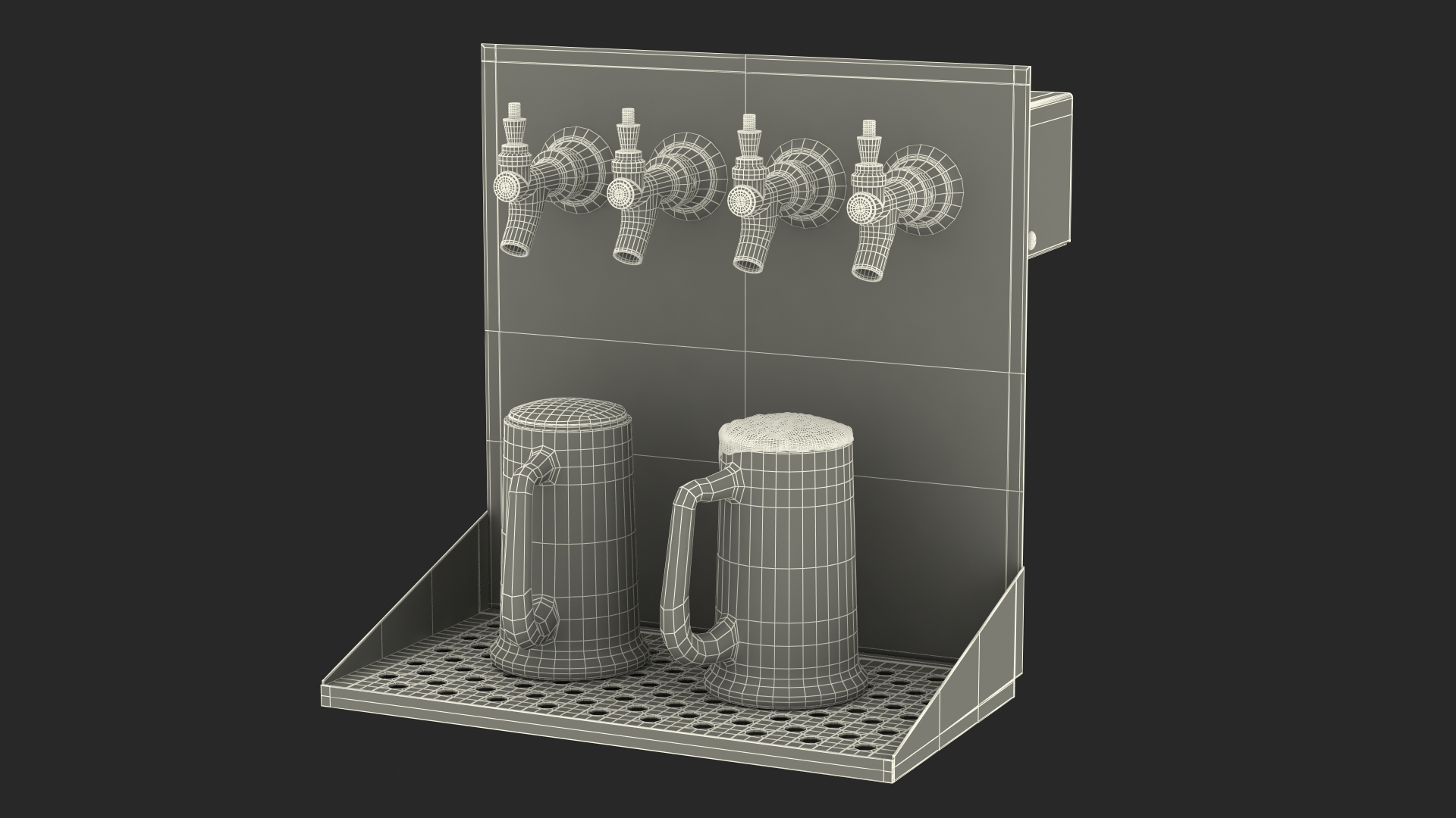 Wall Mount Beer Dispenser With Beer Mugs Model - TurboSquid 1778016