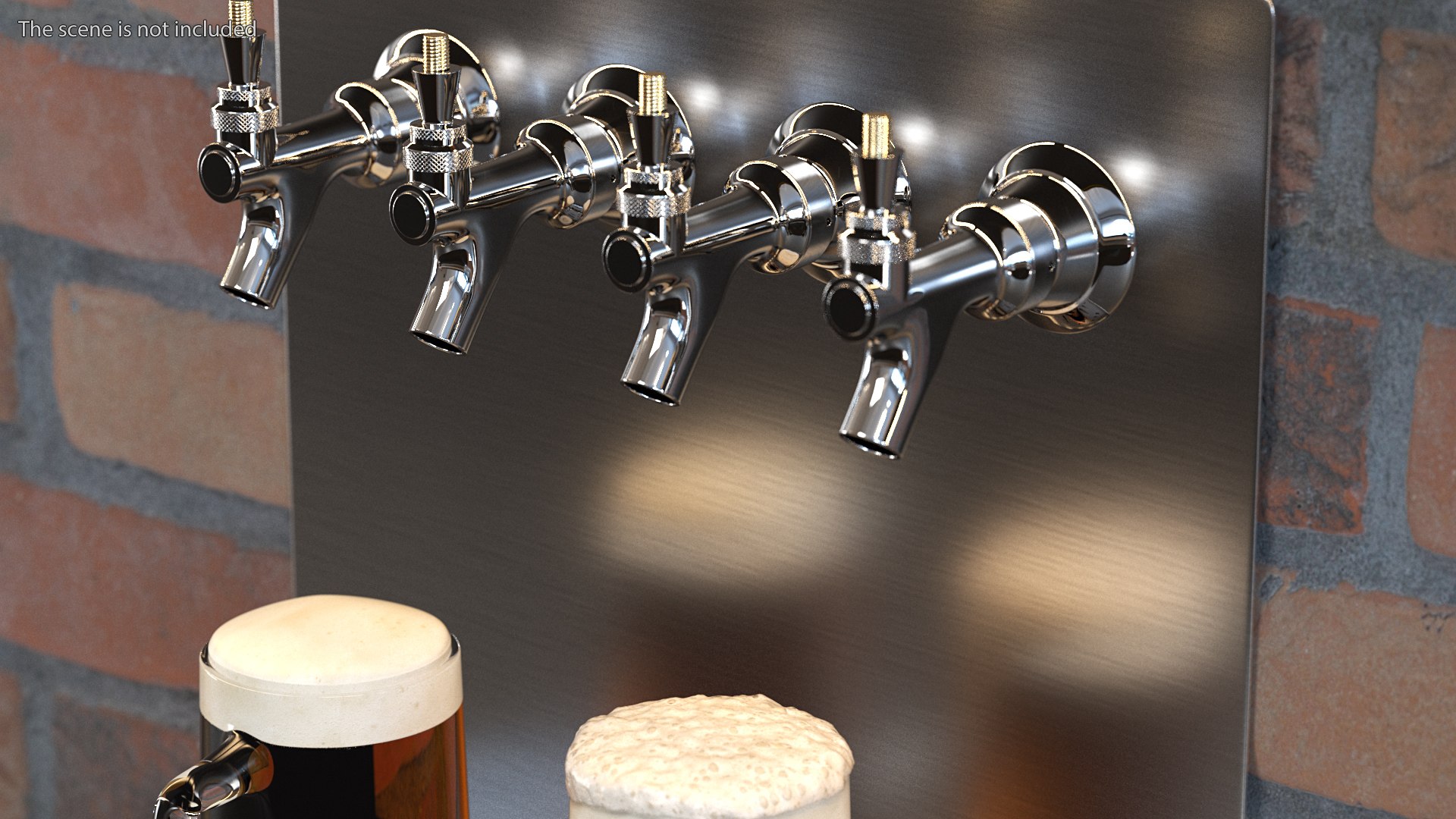 Wall Mount Beer Dispenser With Beer Mugs Model - TurboSquid 1778016
