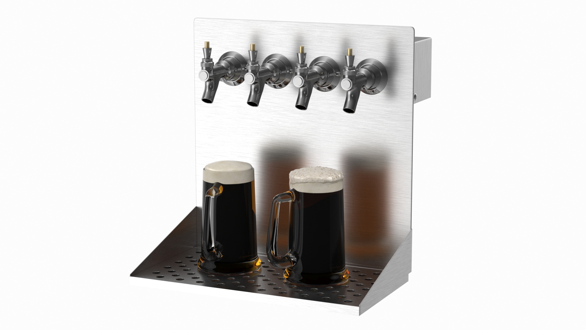 Wall Mount Beer Dispenser With Beer Mugs Model - TurboSquid 1778016