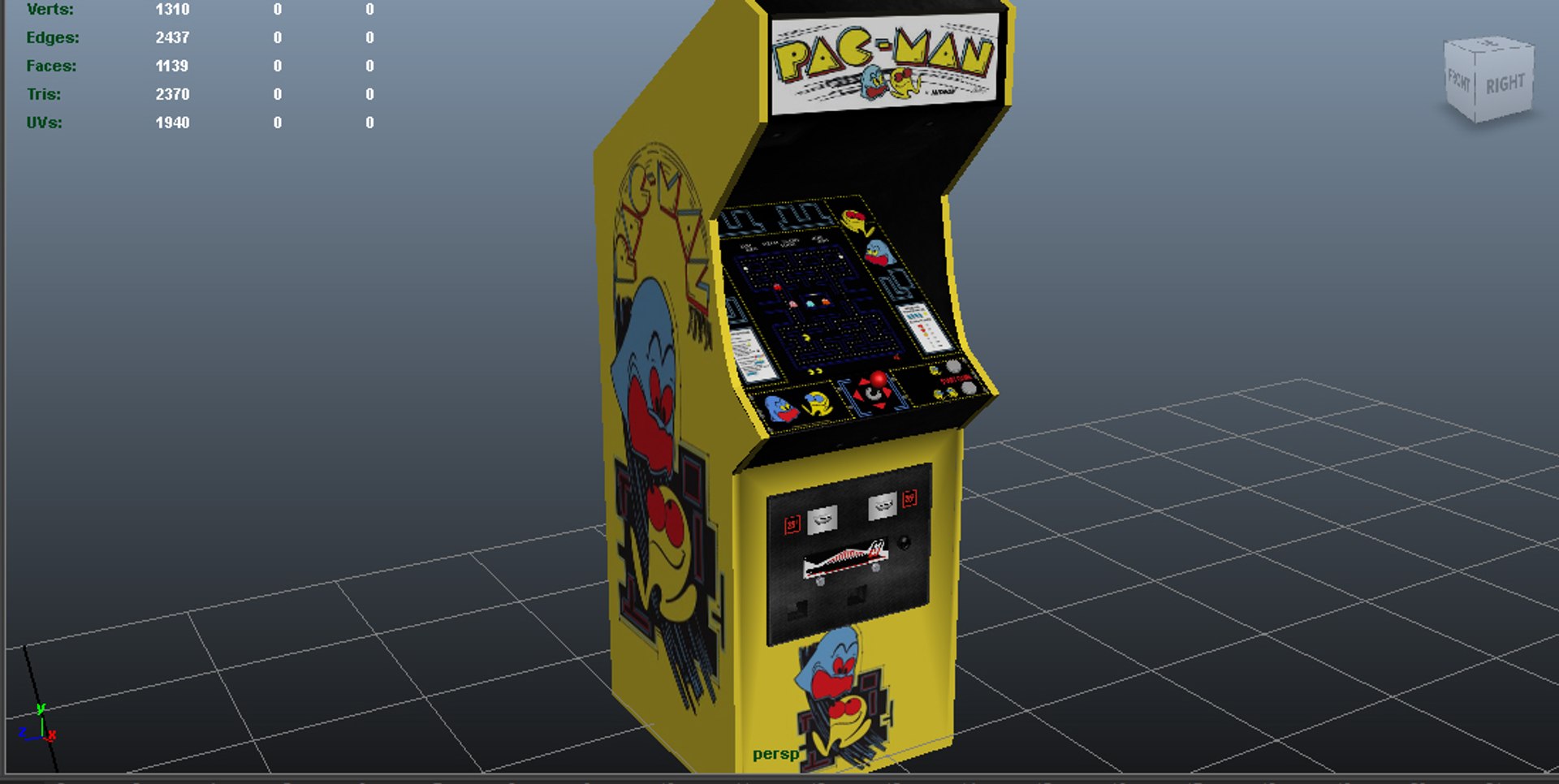 Pac-man Arcade Machine 3d Obj
