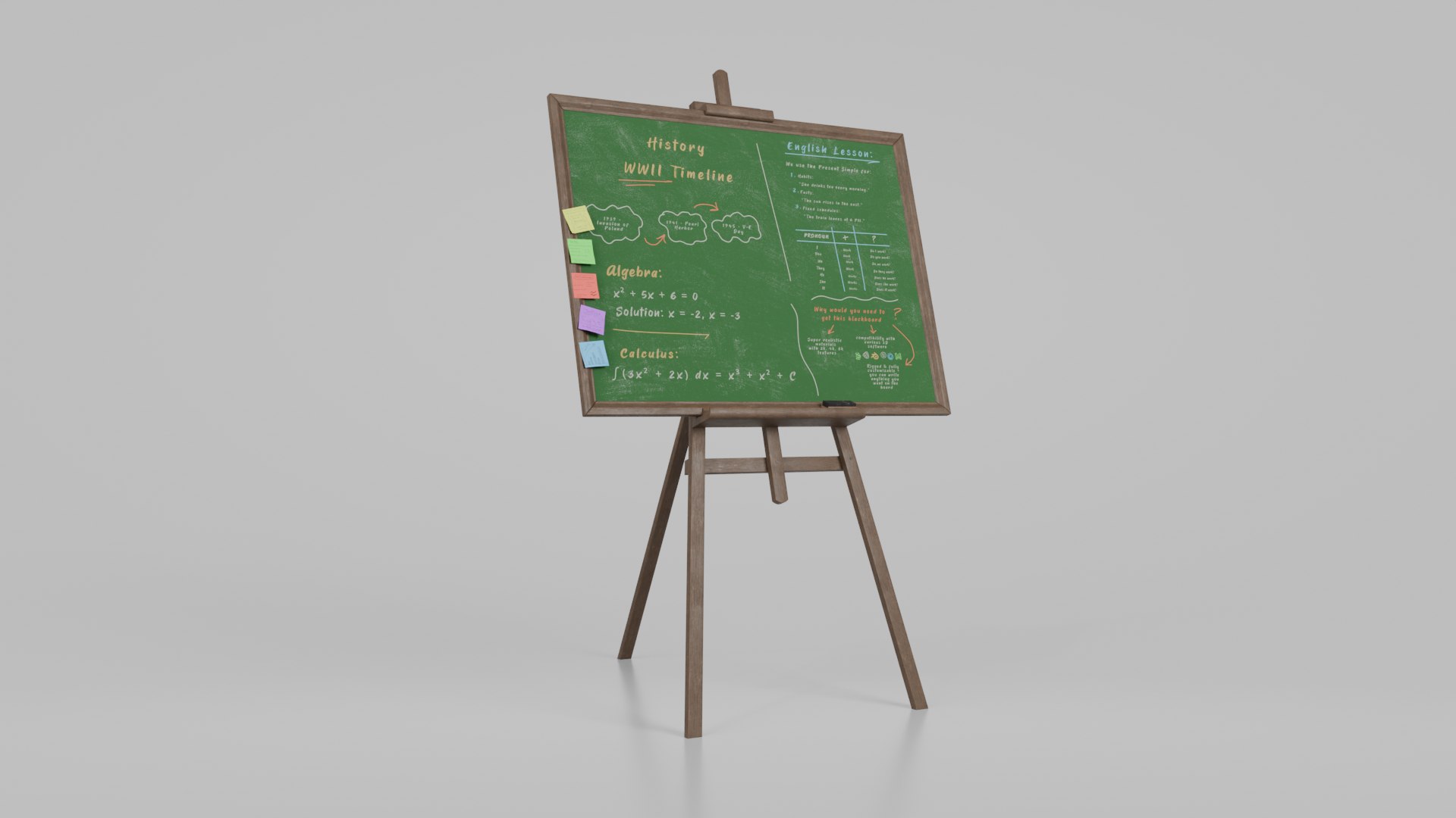 Professional Greenboard Trio - 可定制站立书写板套装3D模型 - TurboSquid 2409706