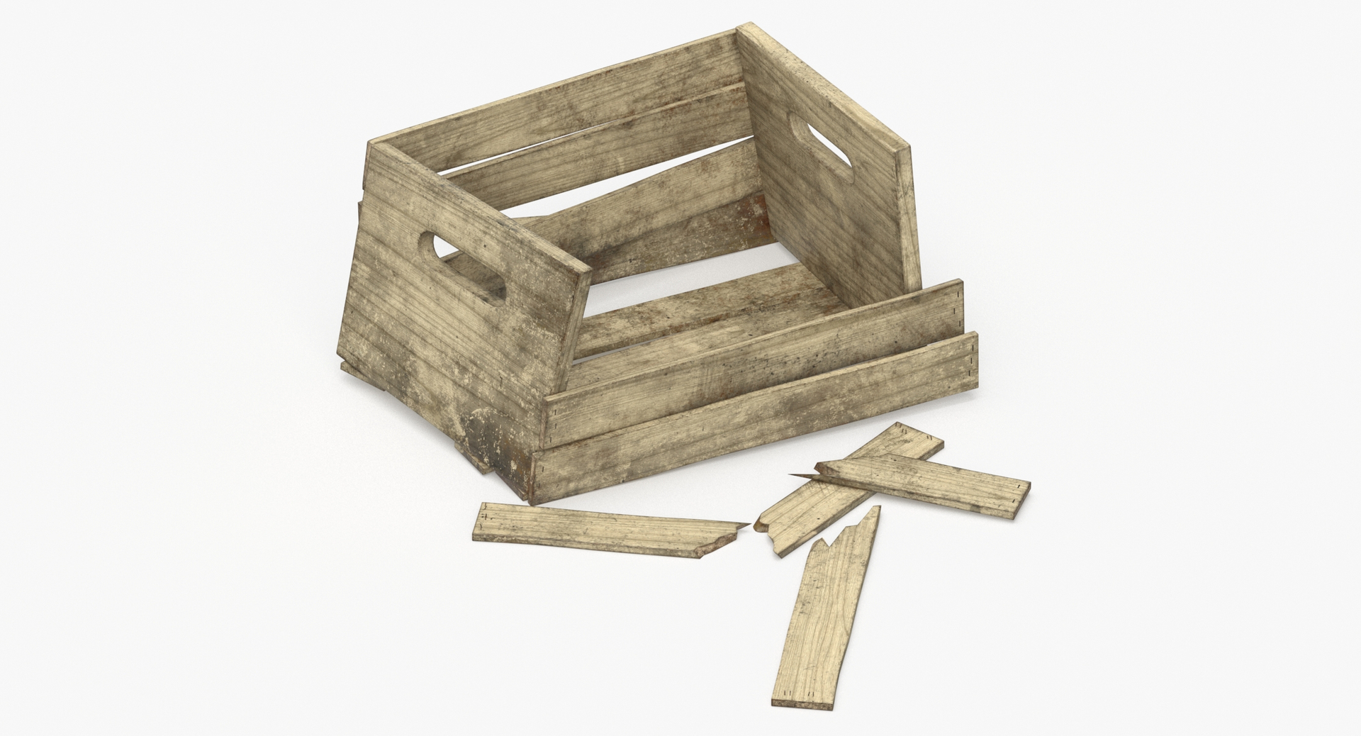 3D Wooden Crate Damaged model - TurboSquid 1867705