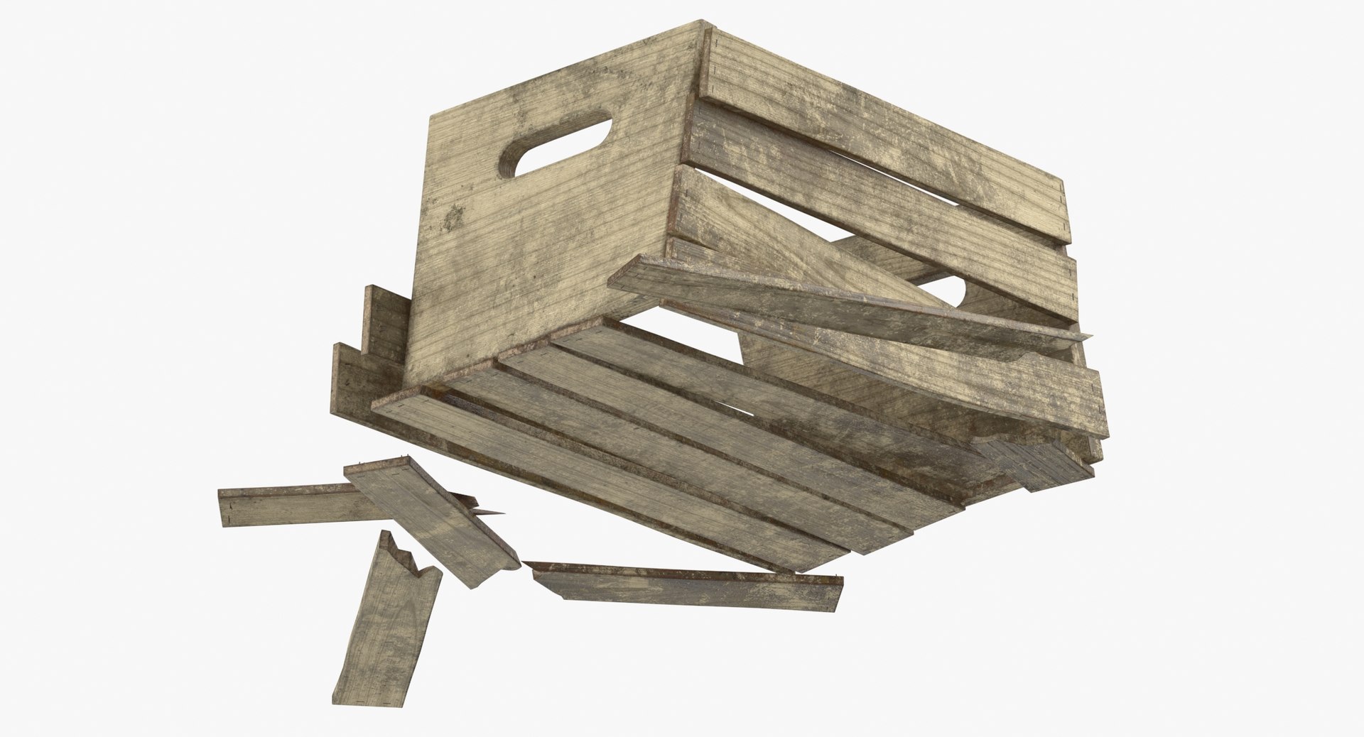 3D Wooden Crate Damaged Model - TurboSquid 1867705
