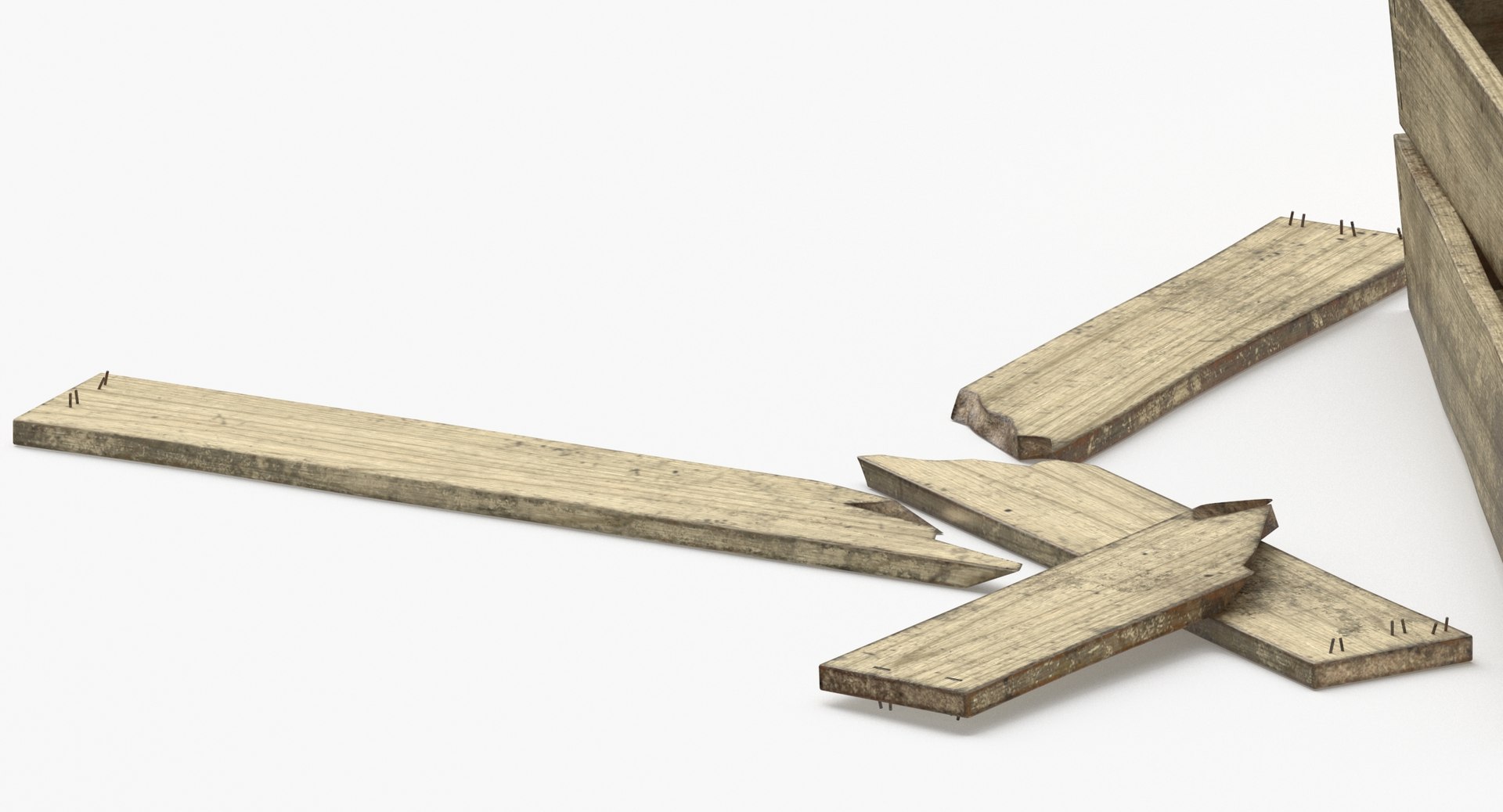 3D Wooden Crate Damaged Model - TurboSquid 1867705