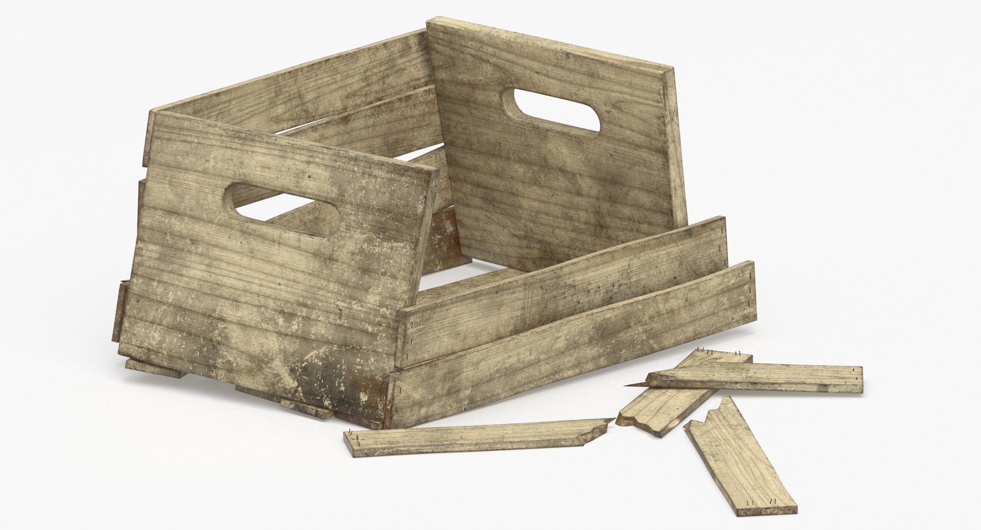 3D Wooden Crate Damaged Model - TurboSquid 1867705