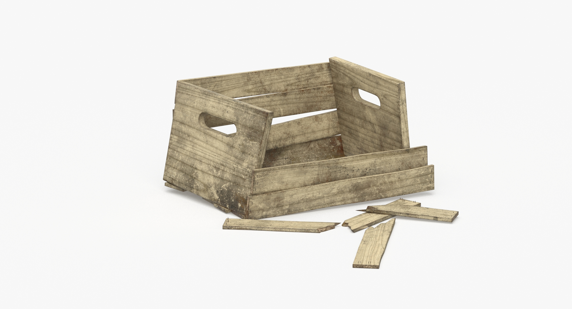 3D Wooden Crate Damaged Model - TurboSquid 1867705