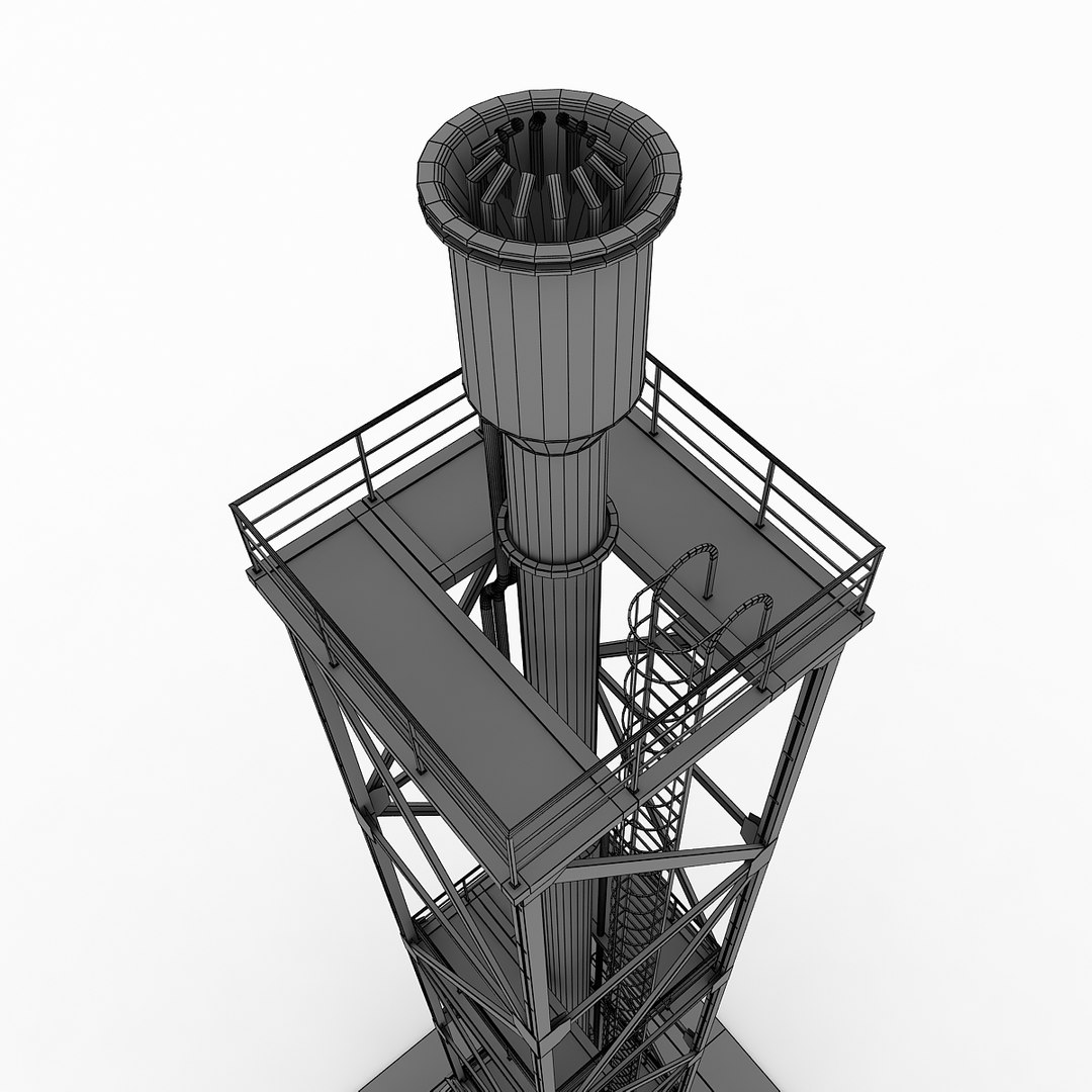 flare stack gas 04 3d model