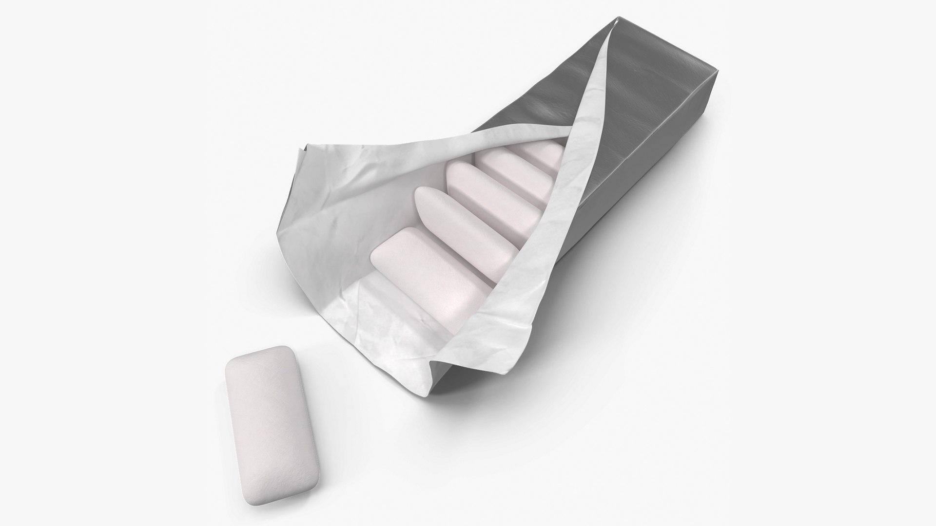 Chewing Gum Foil Package Open with Pads 3D - TurboSquid 2046424