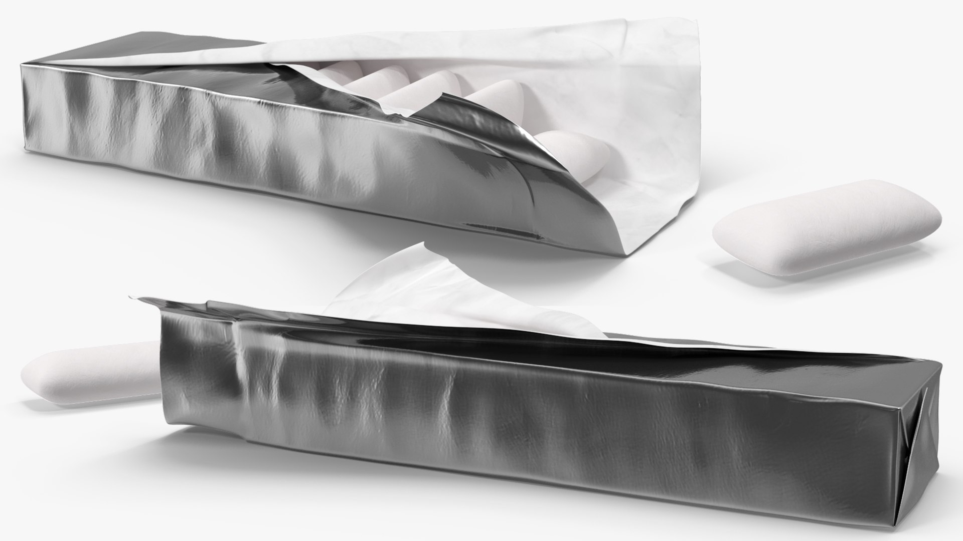 Chewing Gum Foil Package Open With Pads 3D - TurboSquid 2046424