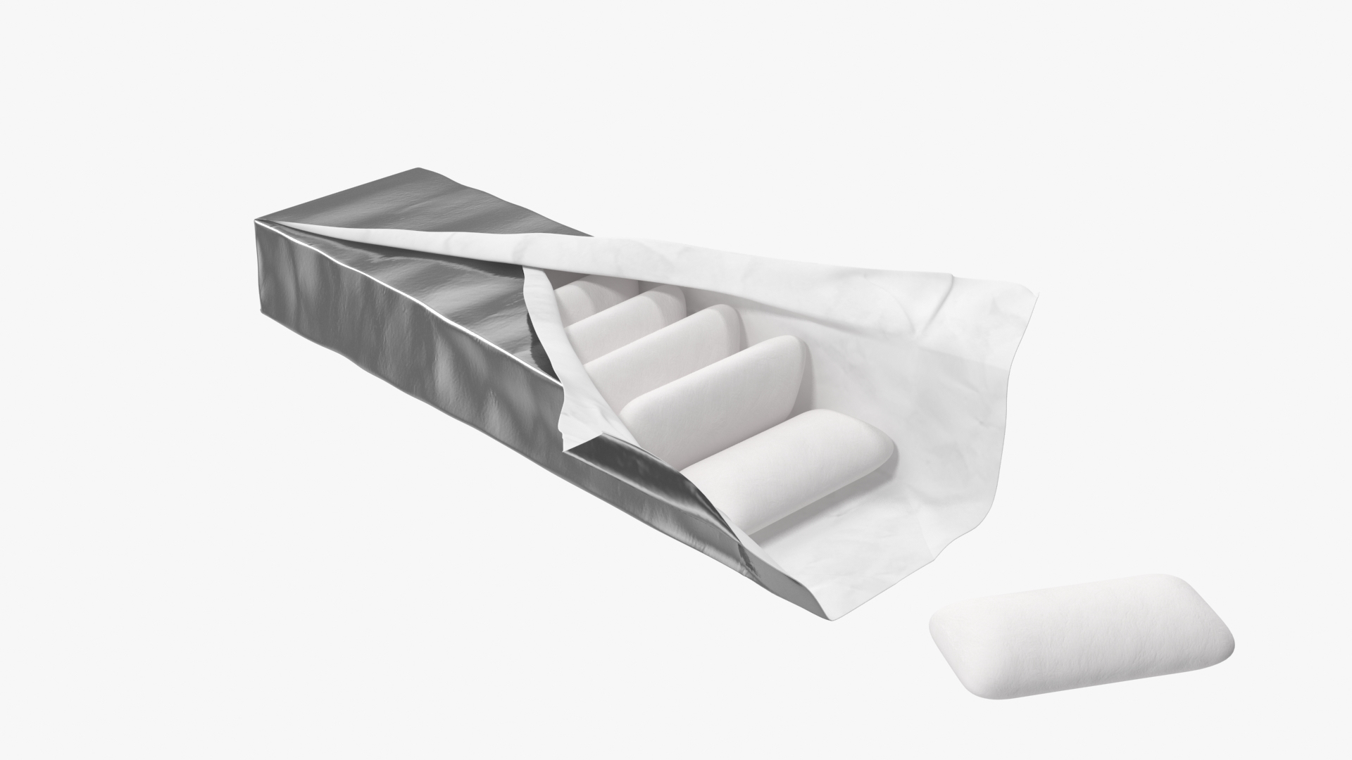 Chewing Gum Foil Package Open With Pads 3D - TurboSquid 2046424