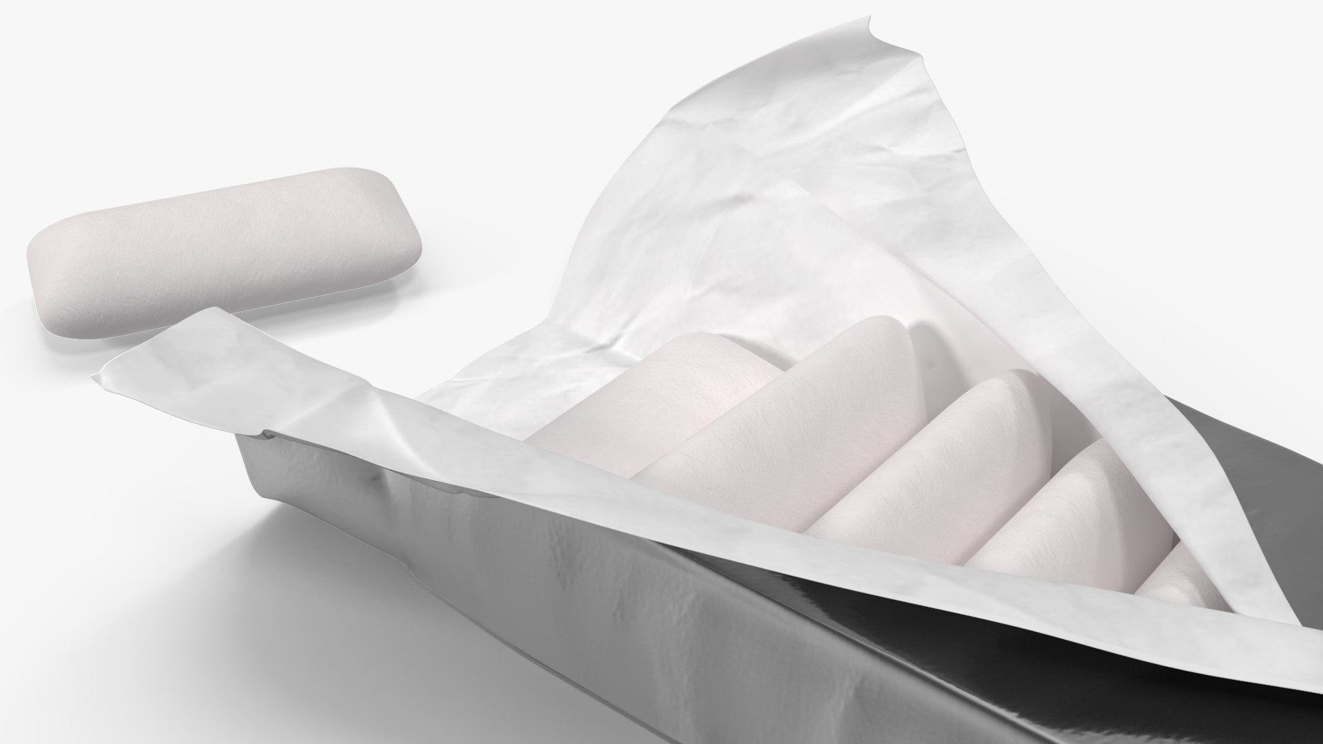 Chewing Gum Foil Package Open With Pads 3D - TurboSquid 2046424