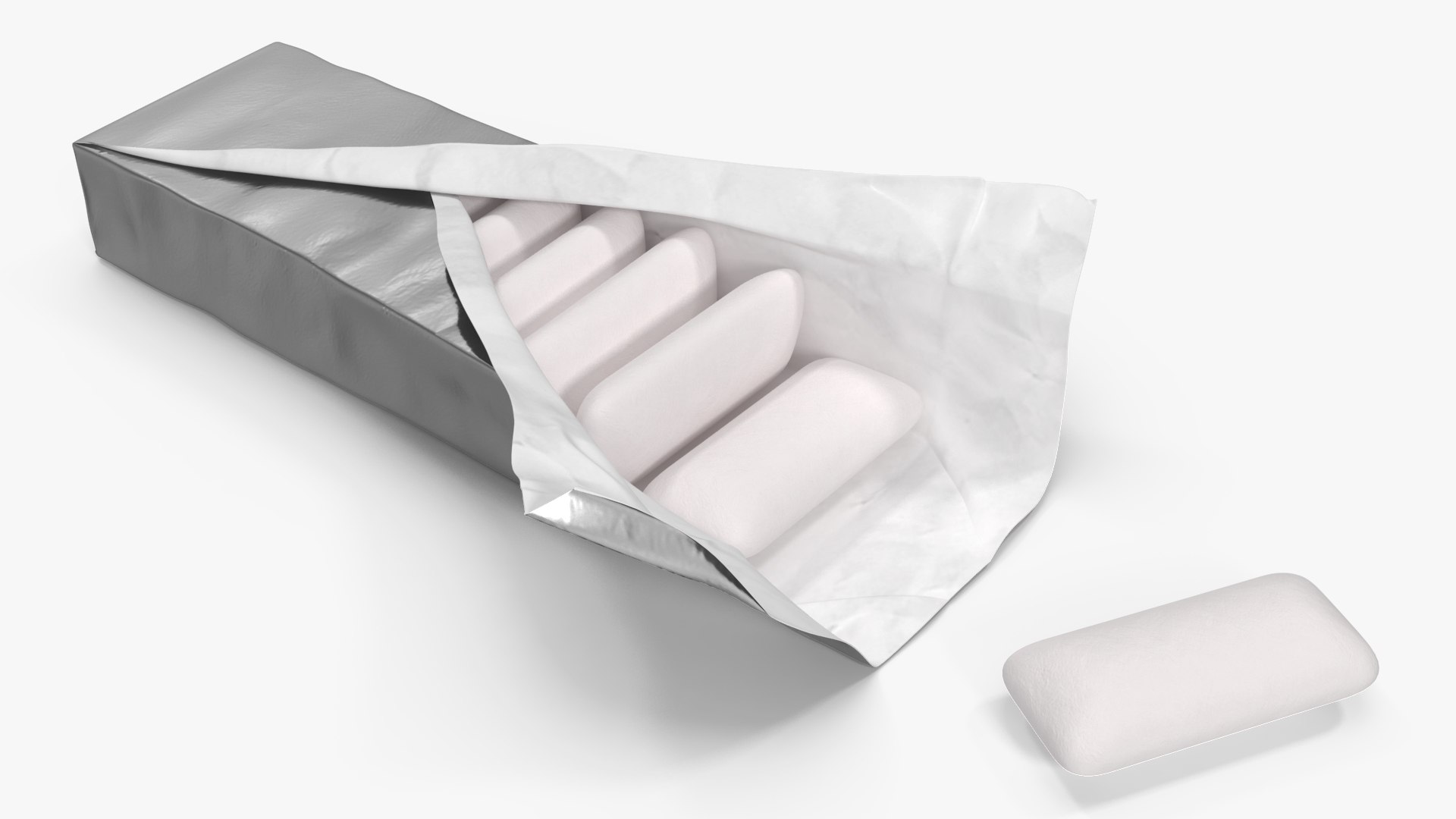 Chewing Gum Foil Package Open With Pads 3D - TurboSquid 2046424