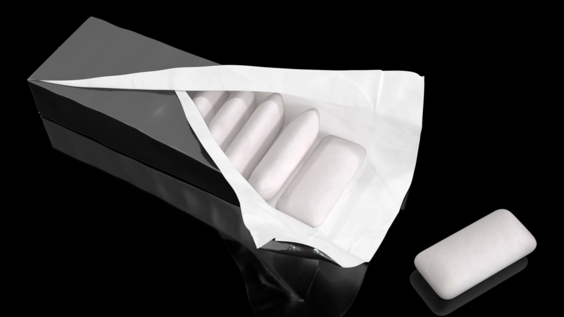 Chewing Gum Foil Package Open With Pads 3D - TurboSquid 2046424