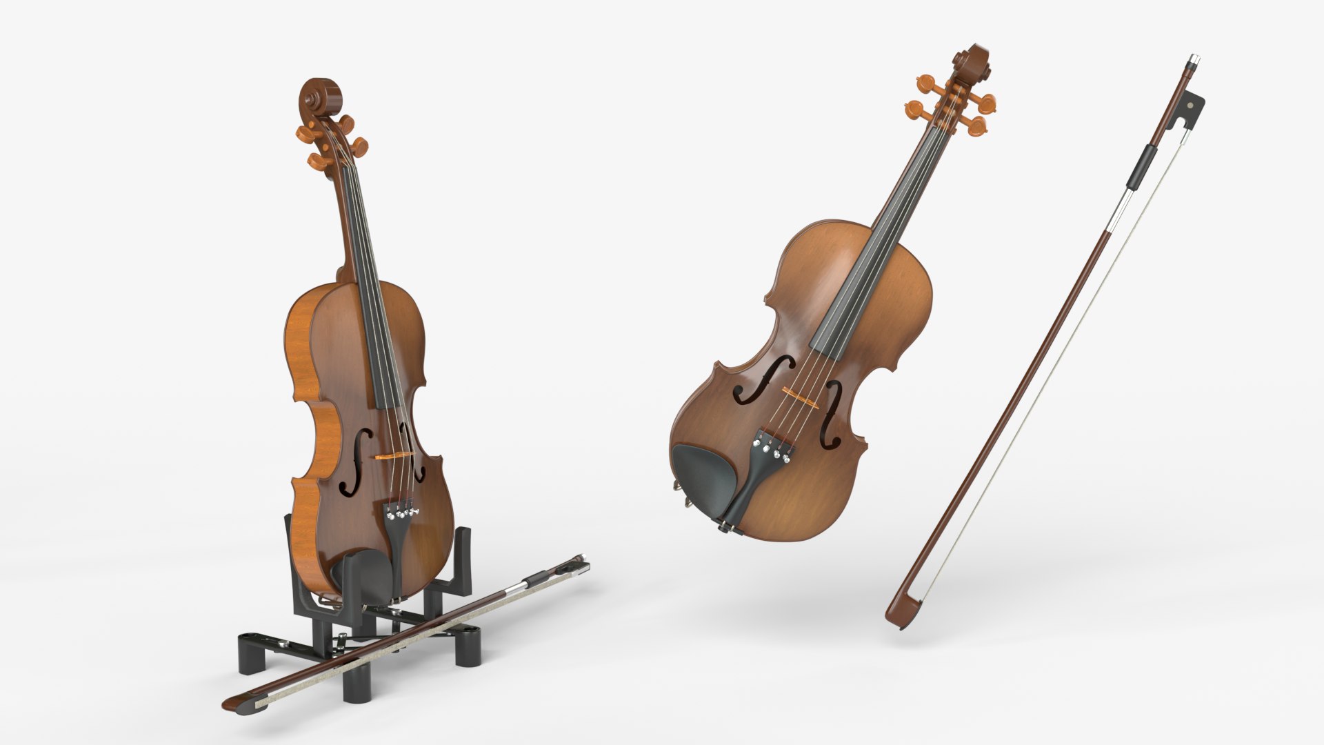Viola Music Instrument With Bow And Stand 3D Model - TurboSquid 2339374