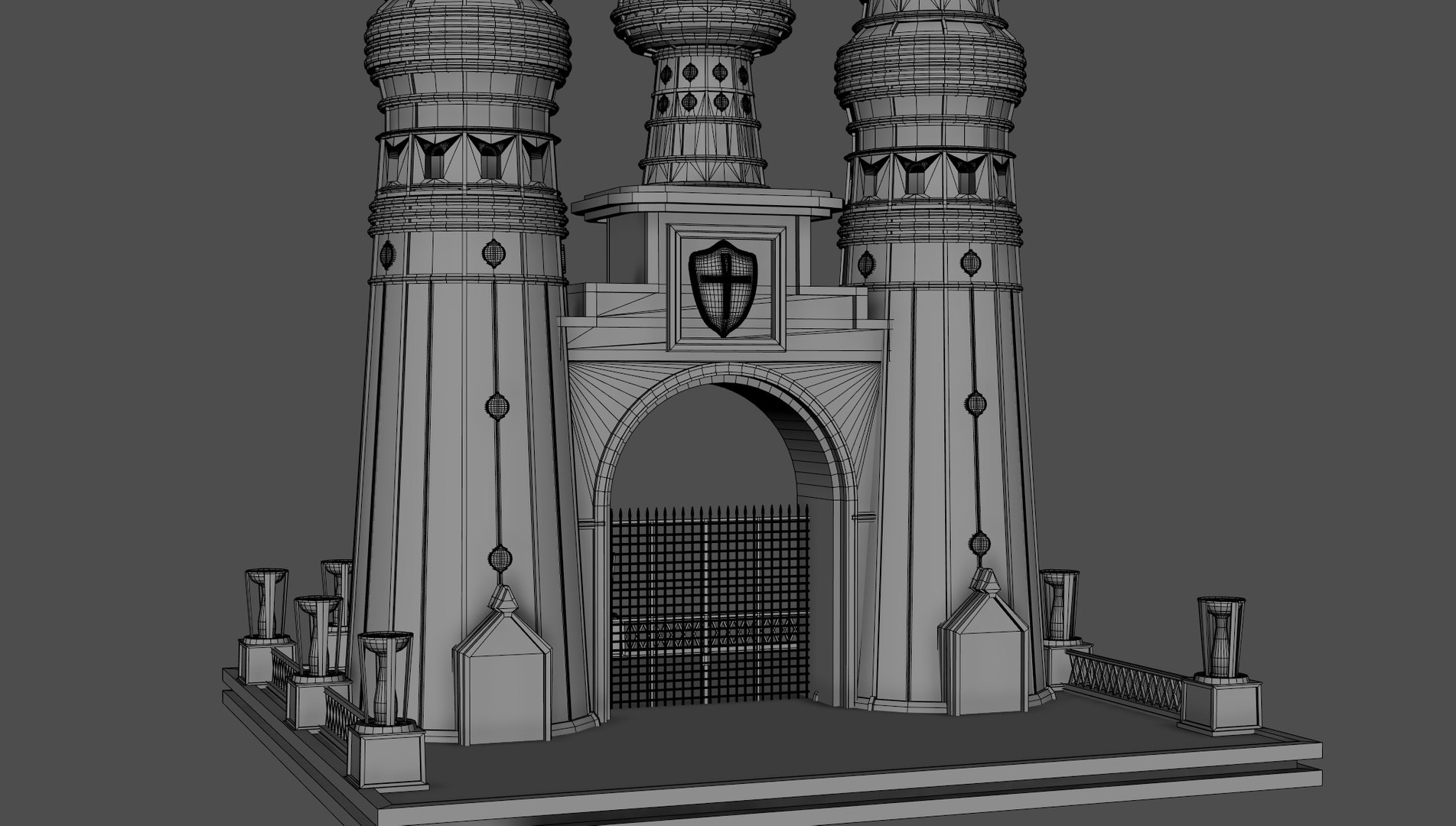 3D Fantasy Twin Towers Gate Model - TurboSquid 1924680