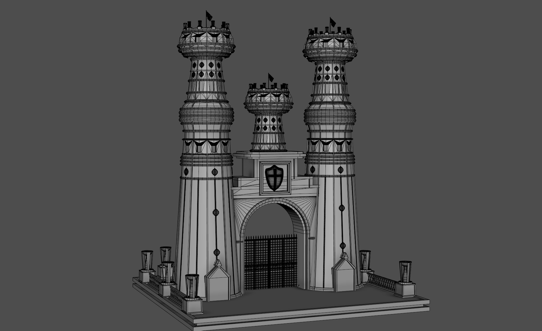 3D Fantasy Twin Towers Gate model - TurboSquid 1924680