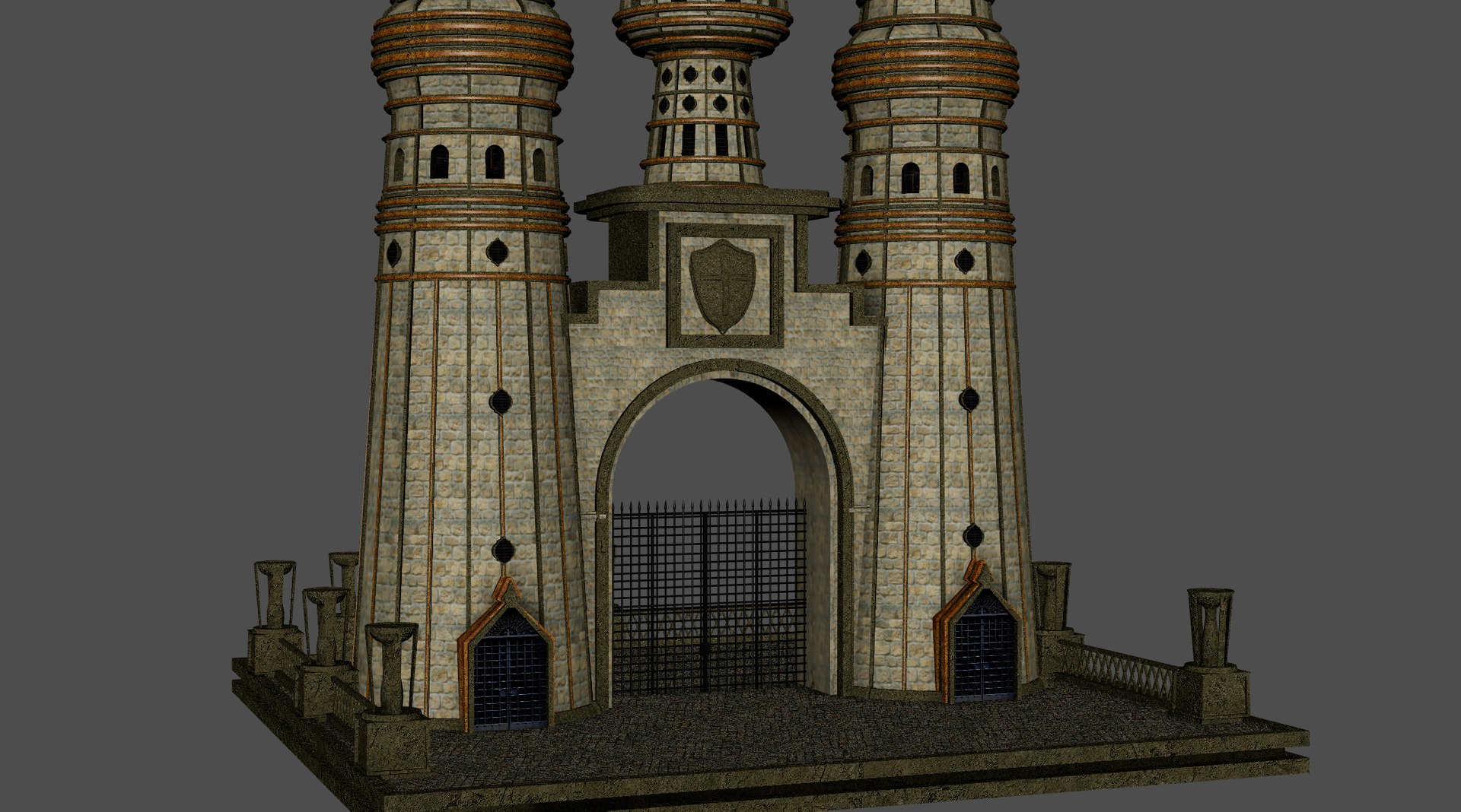 3D Fantasy Twin Towers Gate Model - TurboSquid 1924680