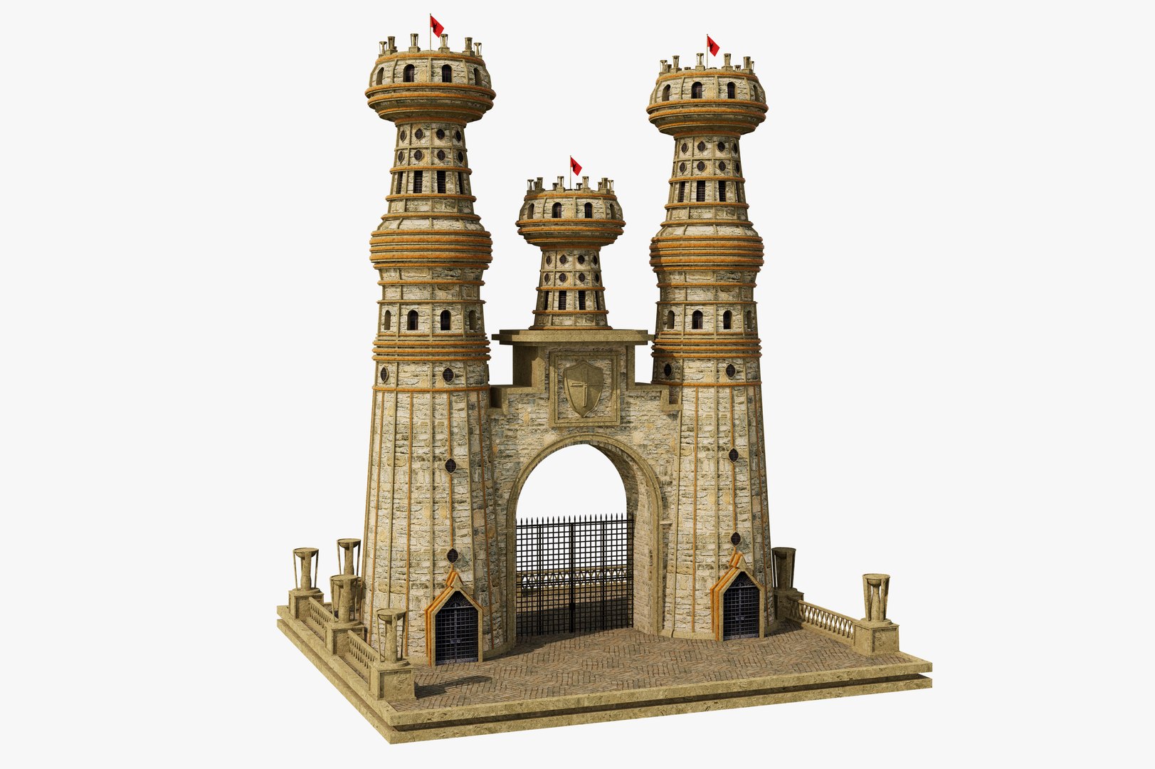 3D Fantasy Twin Towers Gate Model - TurboSquid 1924680