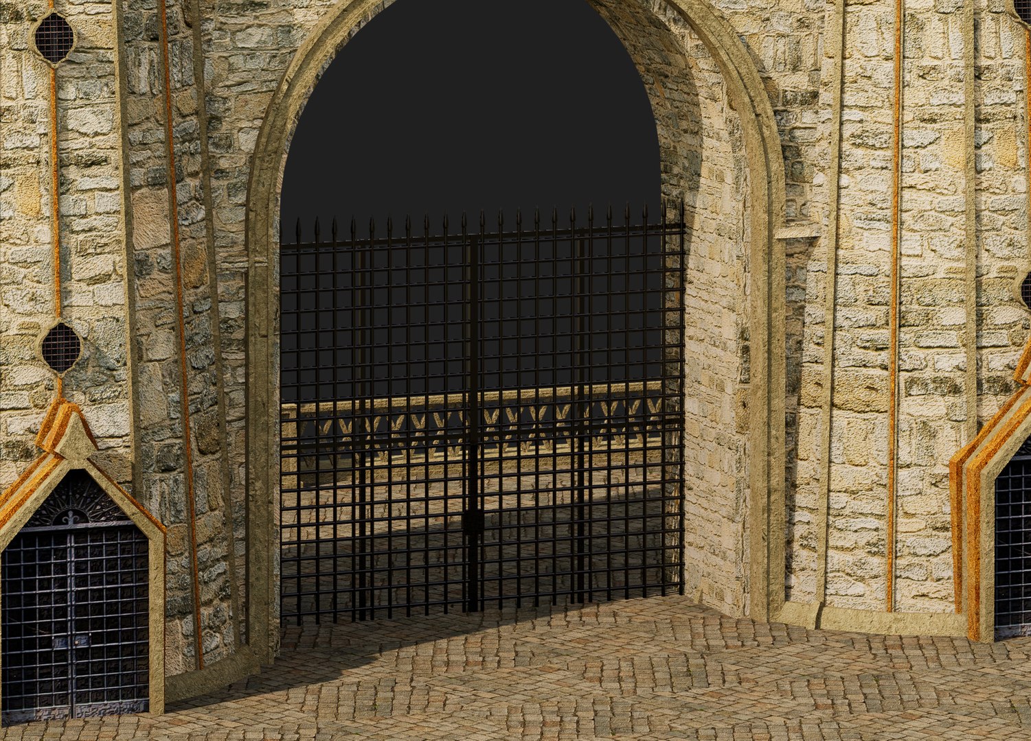 3D Fantasy Twin Towers Gate Model - TurboSquid 1924680