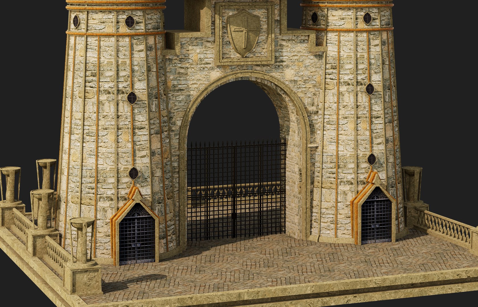 3D Fantasy Twin Towers Gate Model - TurboSquid 1924680