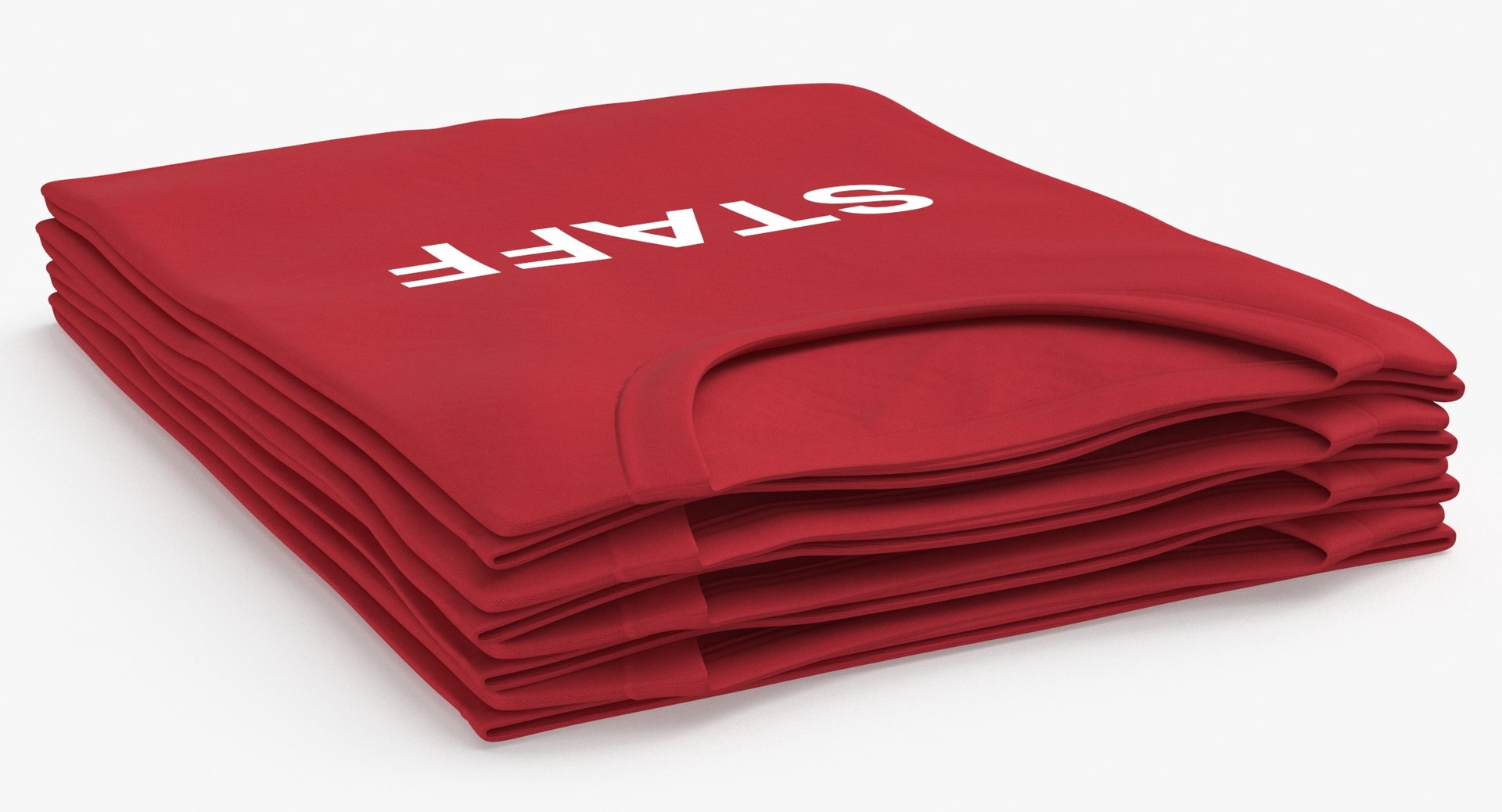 3D Female Crew Neck Folded Stacked Red Staff 01 - TurboSquid 1790952