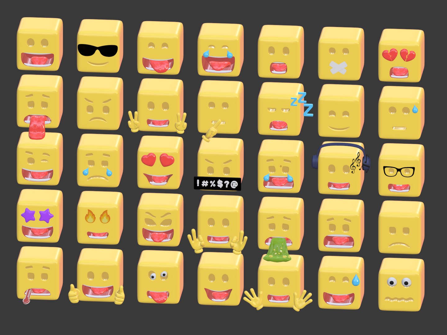 3D Square Emoticons - TurboSquid 1498447