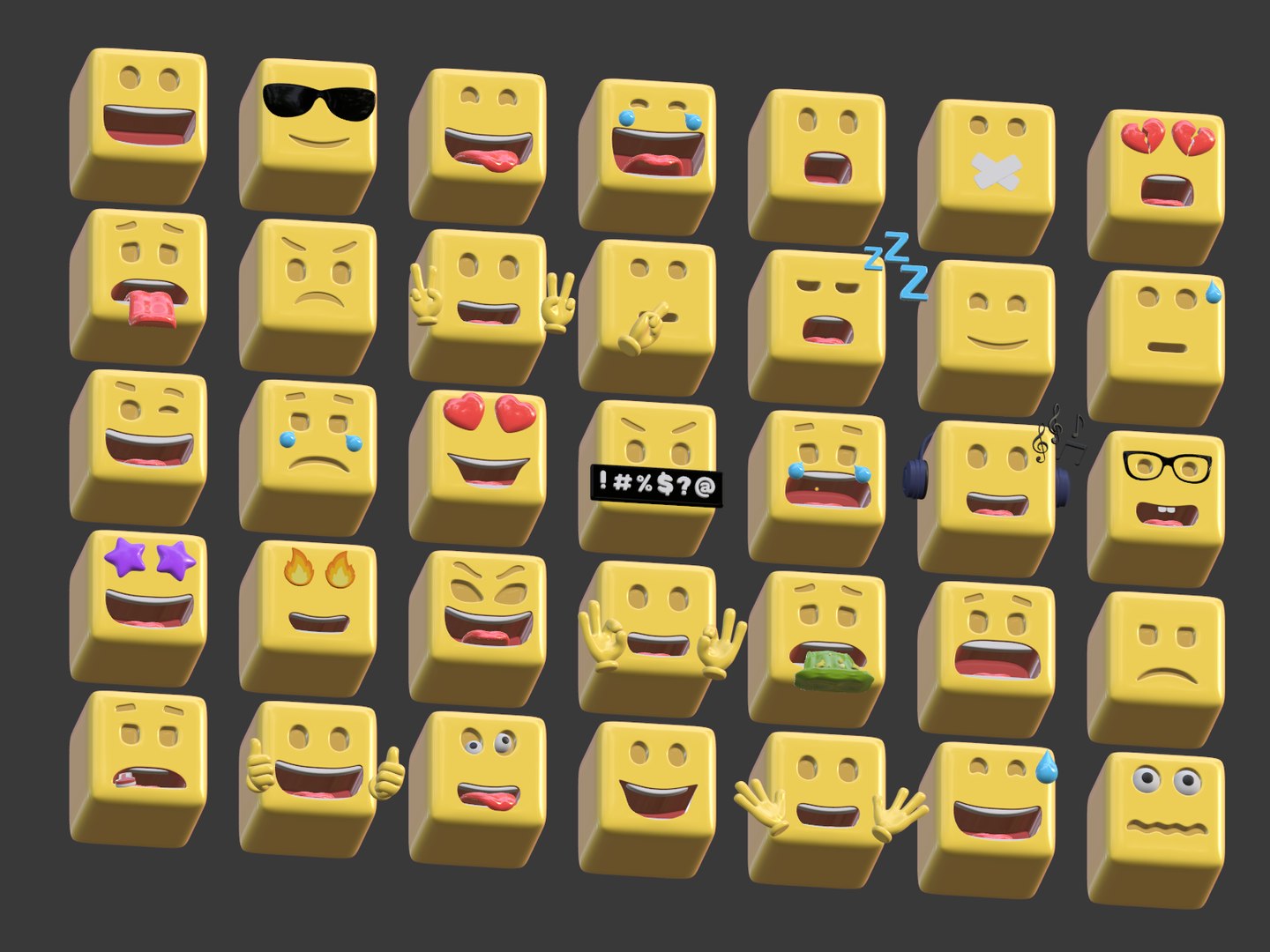 3D Square Emoticons - TurboSquid 1498447