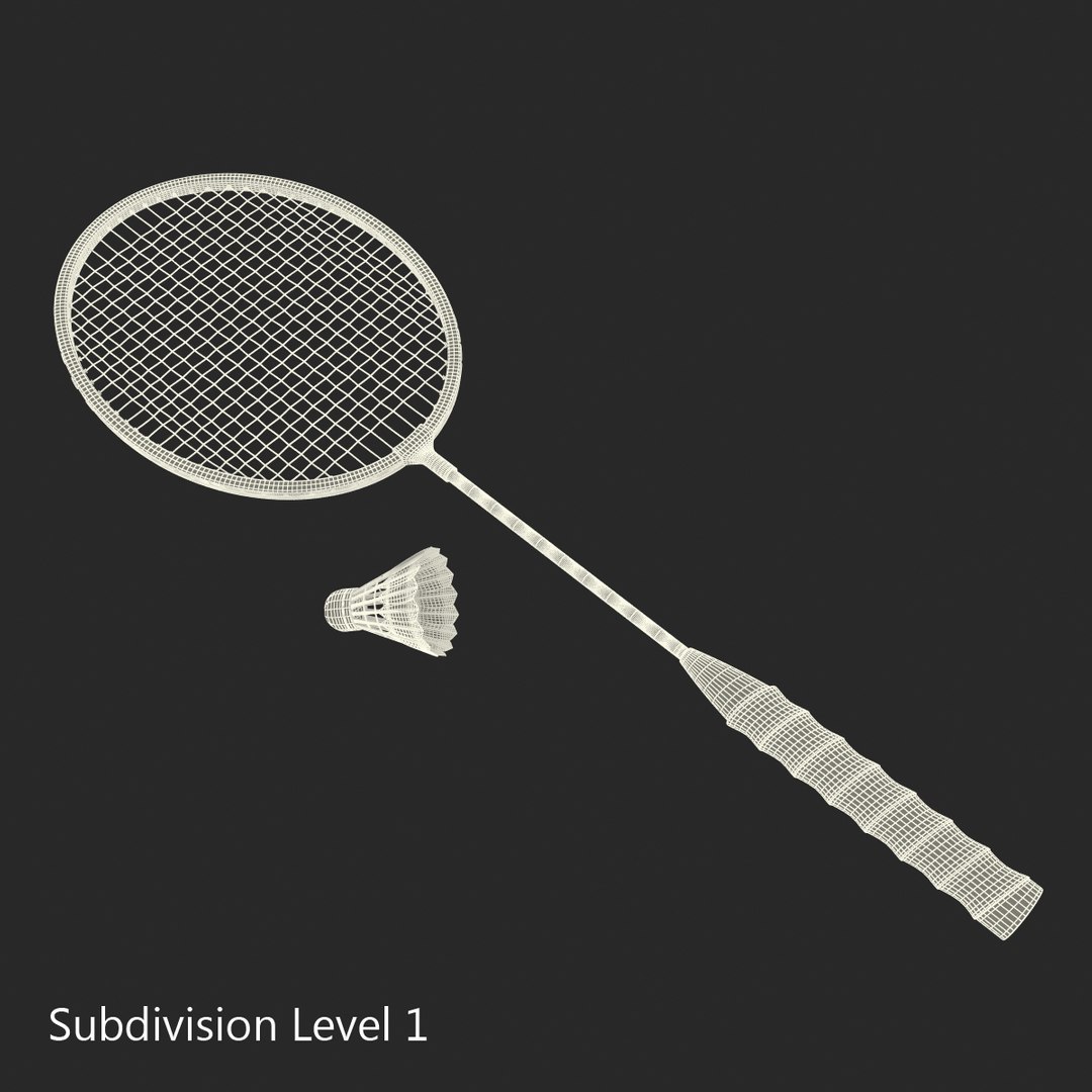 3d badminton racket shuttlecock model