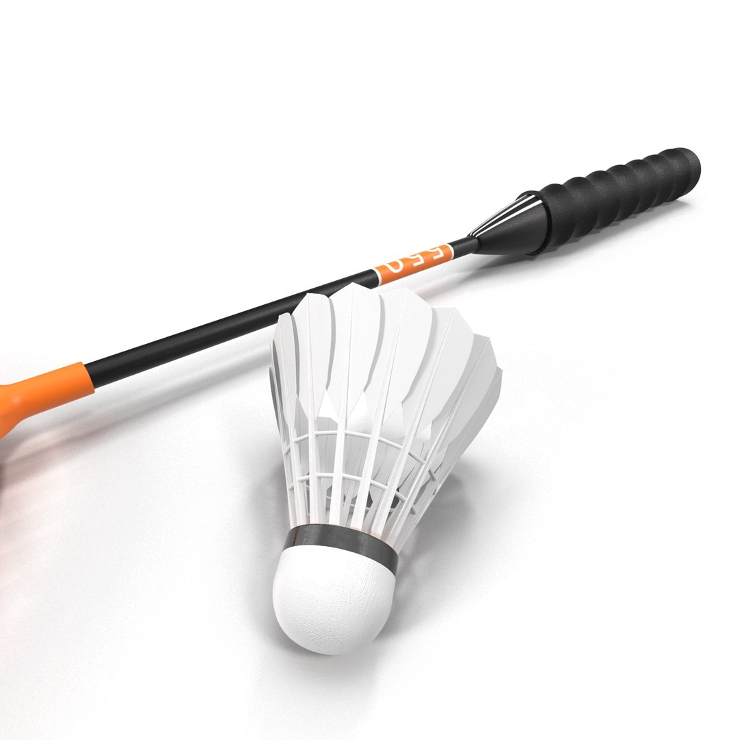 3d badminton racket shuttlecock model