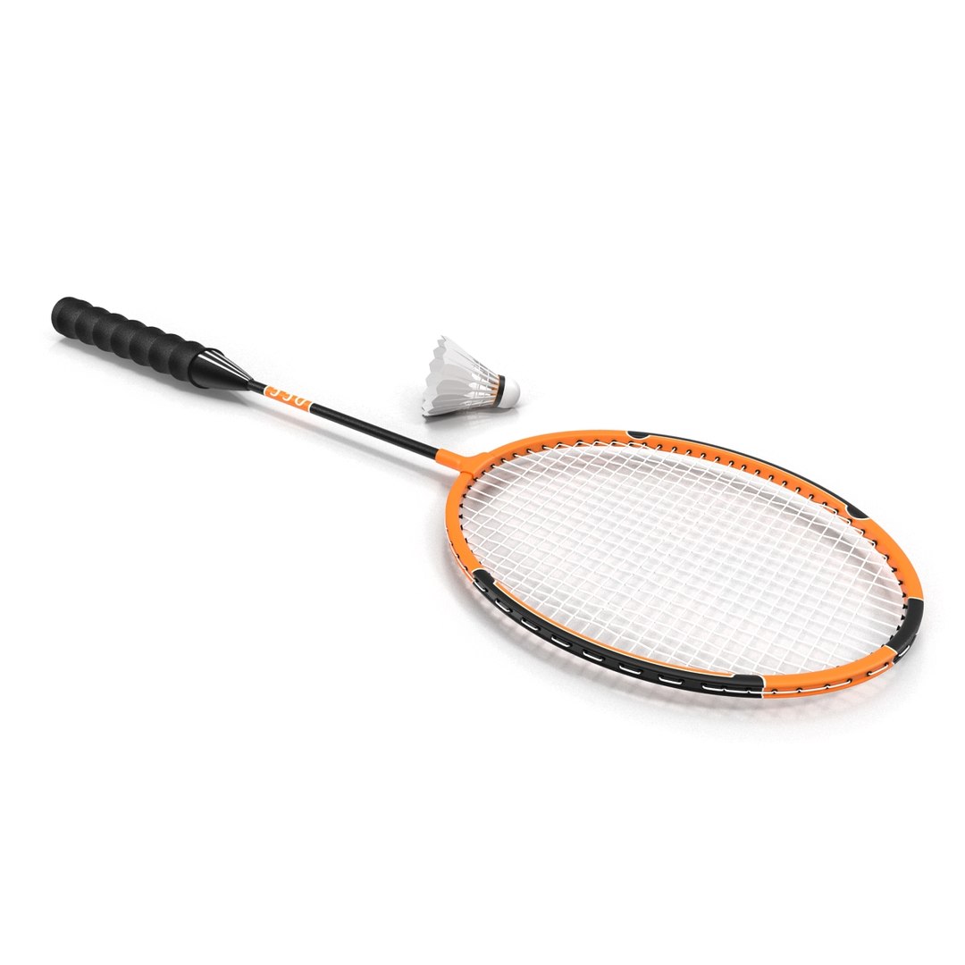 3d badminton racket shuttlecock model