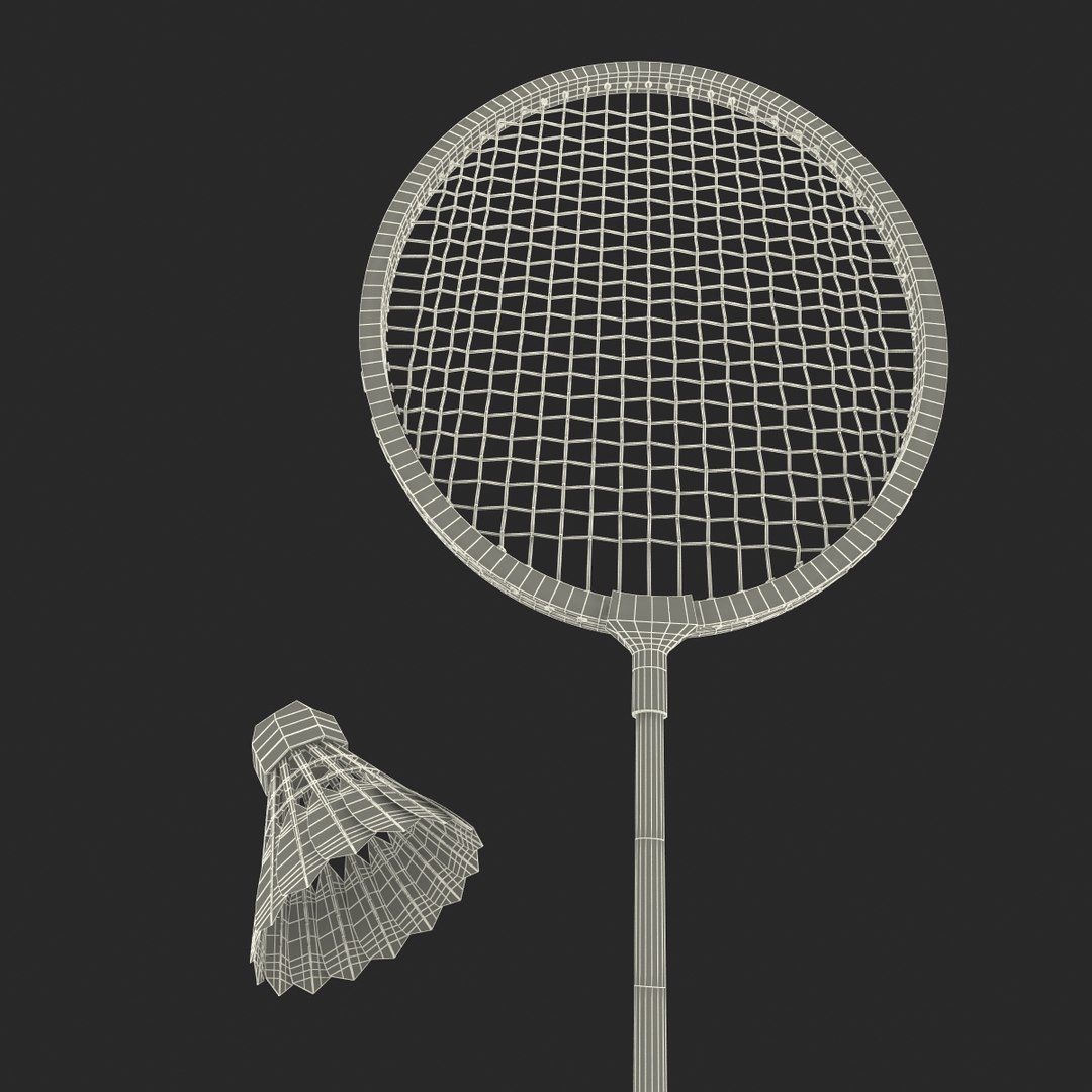 3d badminton racket shuttlecock model