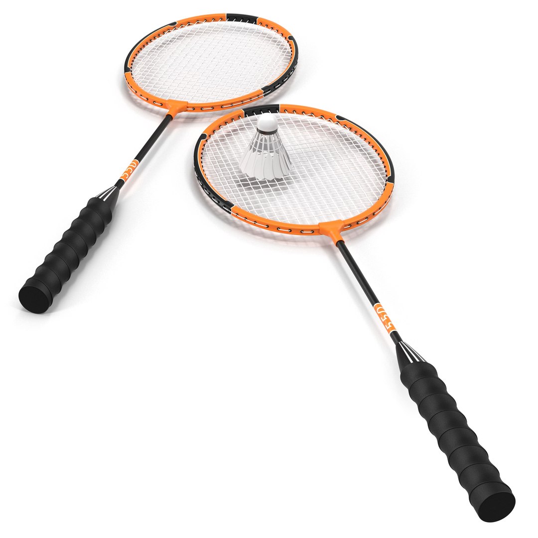 3d badminton racket shuttlecock model