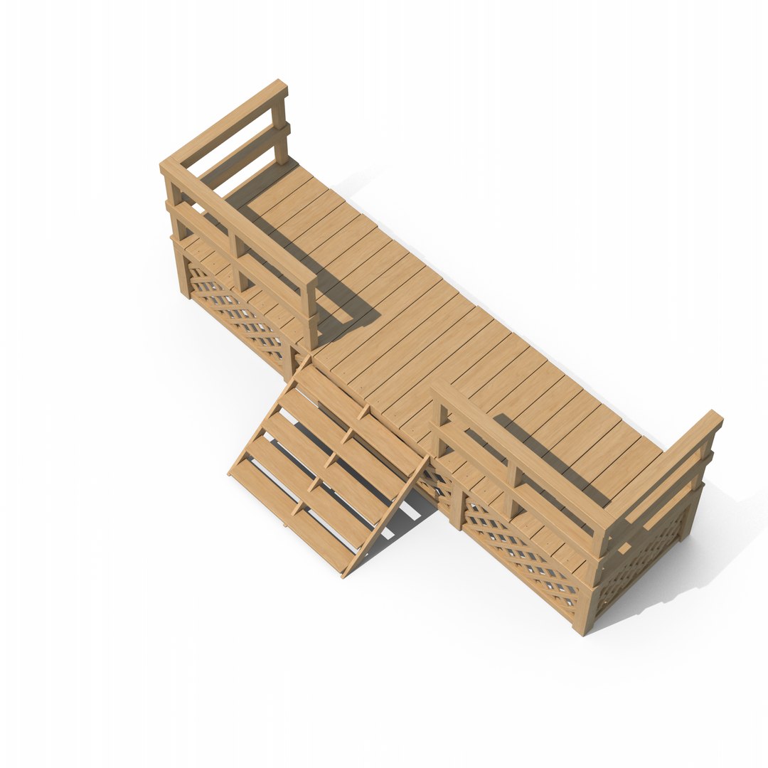 Wooden Building Deck And Stairs 3D Model - TurboSquid 2202836