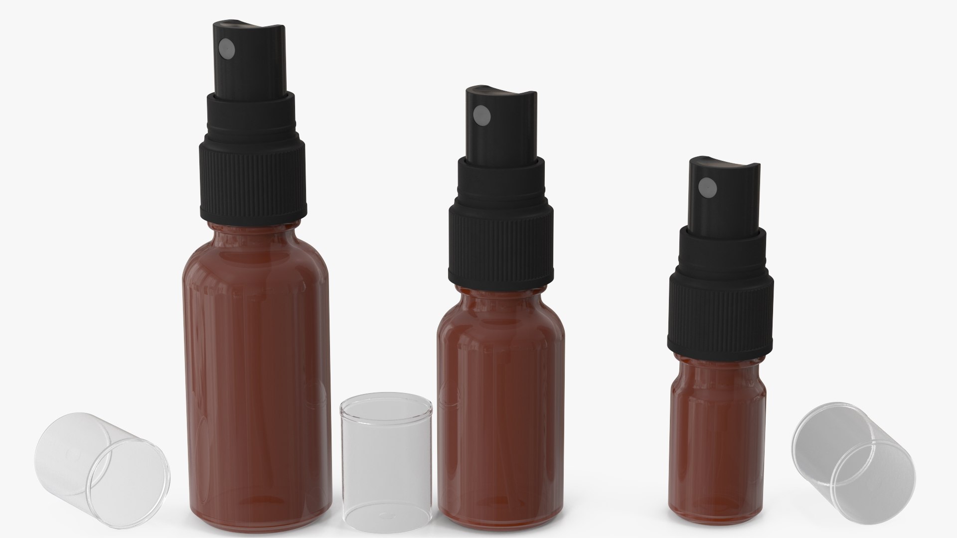 Spray Bottles Amber Glass Model - TurboSquid 1559136