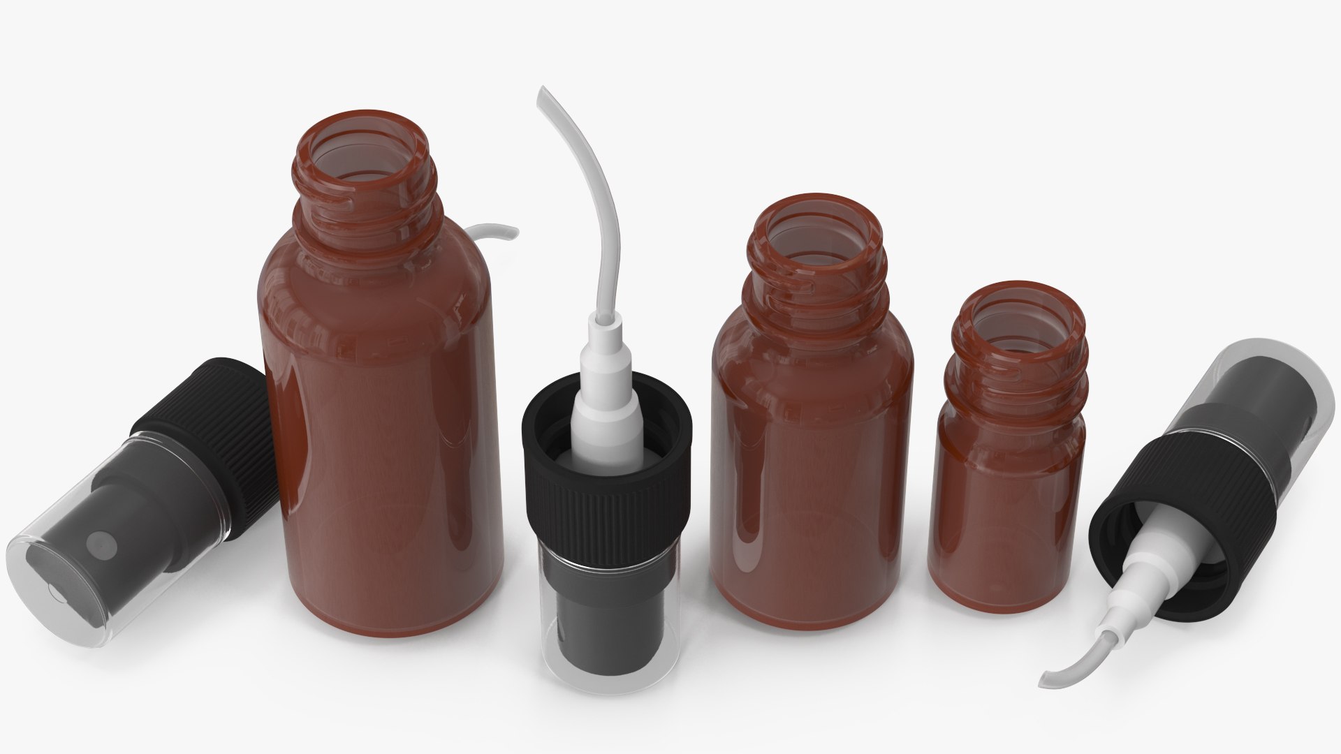 Spray Bottles Amber Glass Model - TurboSquid 1559136