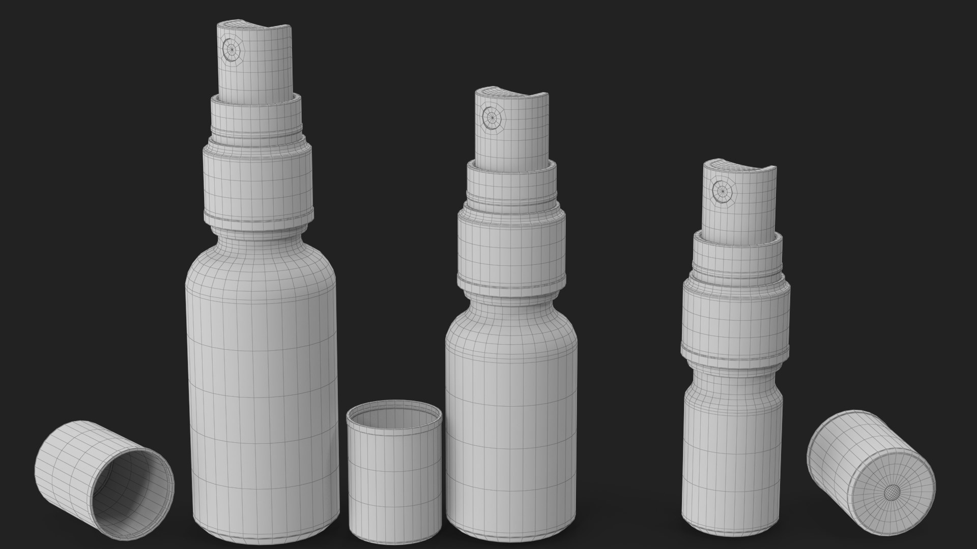 Spray bottles amber glass model - TurboSquid 1559136
