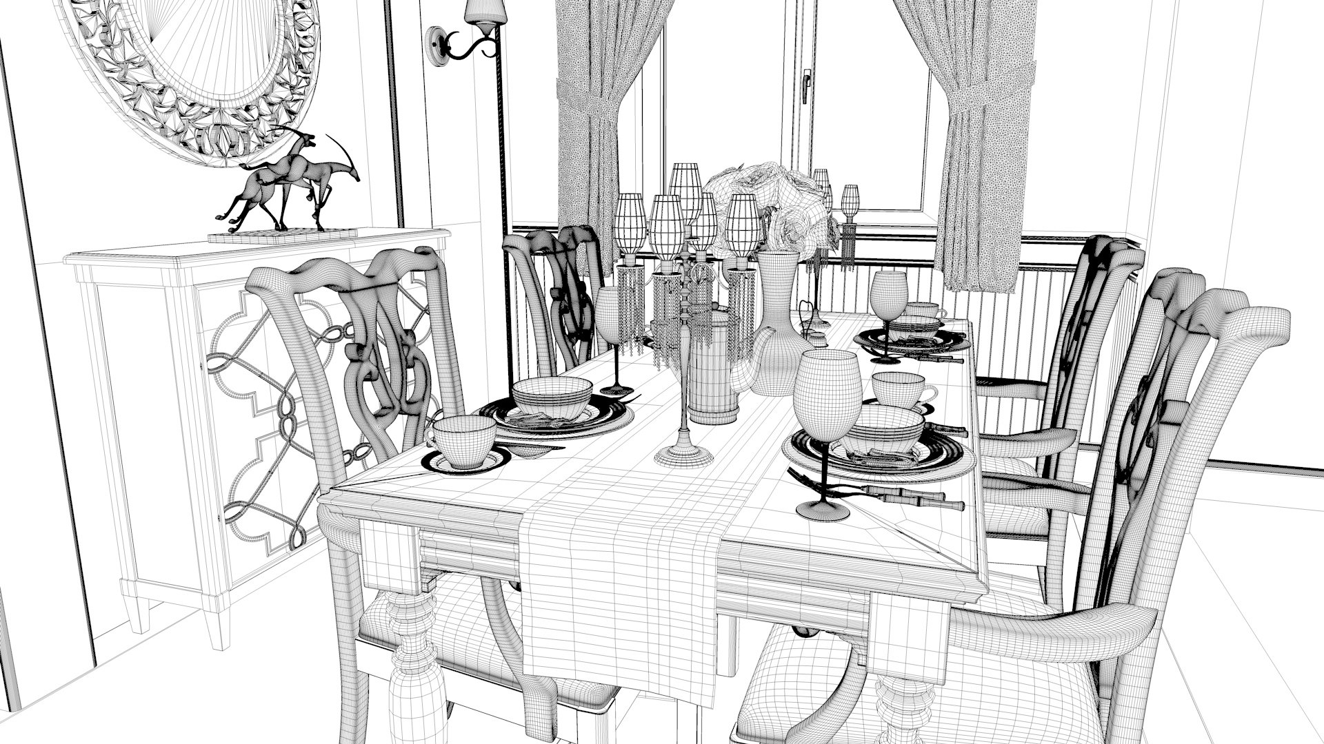 Antique Dining Room - Cinema 4D Octane Render Plus Formats 3D ...