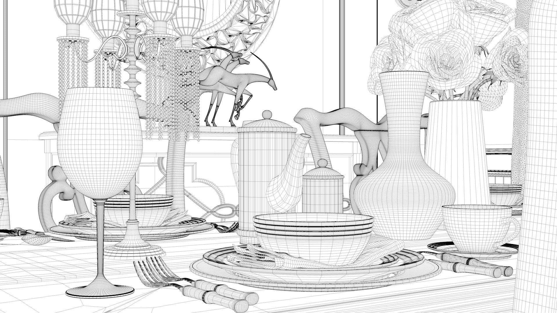 Antique Dining Room - Cinema 4D Octane Render Plus Formats 3D ...