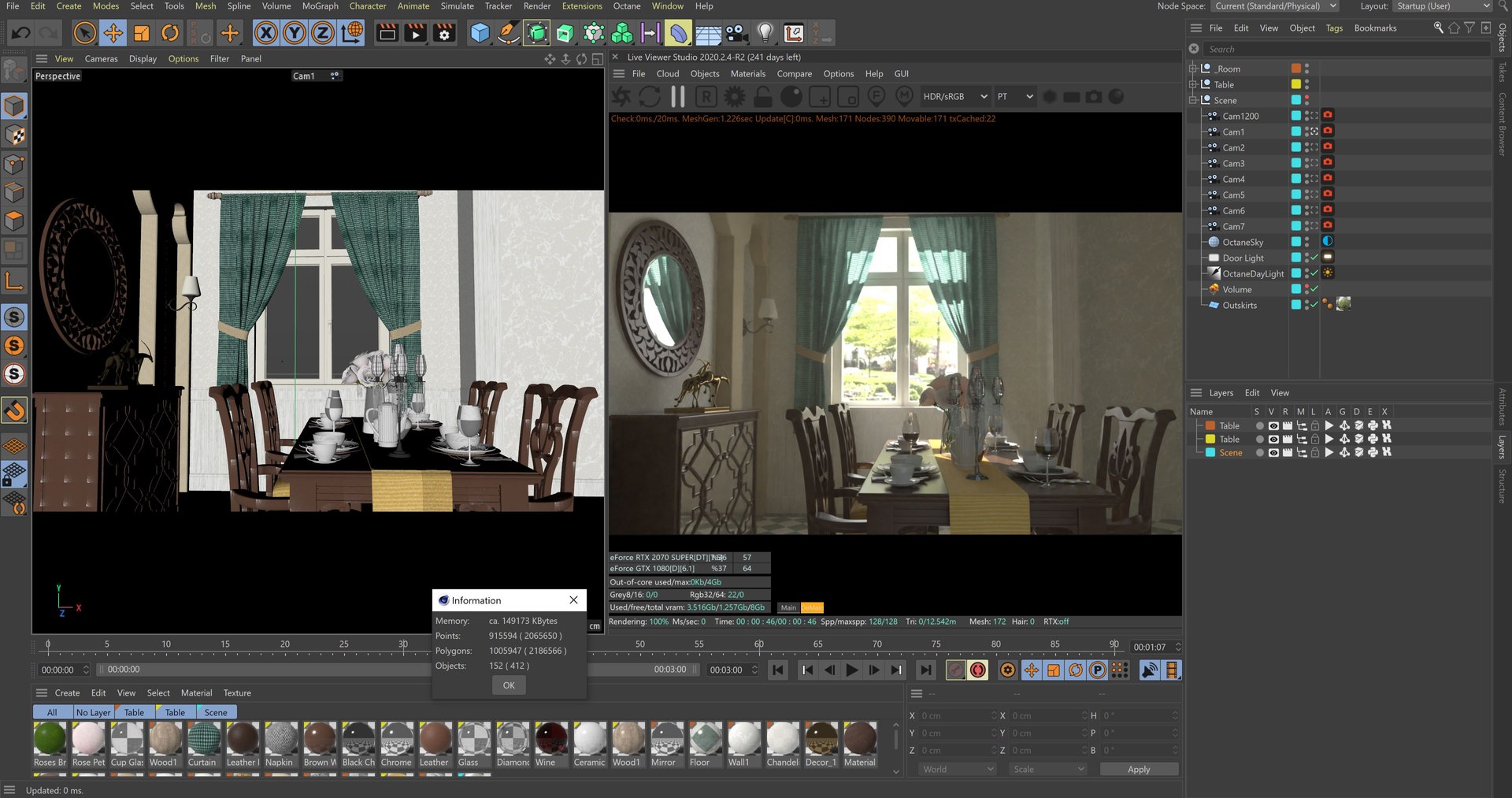 Antique Dining Room - Cinema 4D Octane Render Plus Formats 3D ...