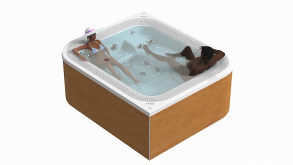 African American Man and Women in Jacuzzi Virtus Hot Tub Rigged model ...