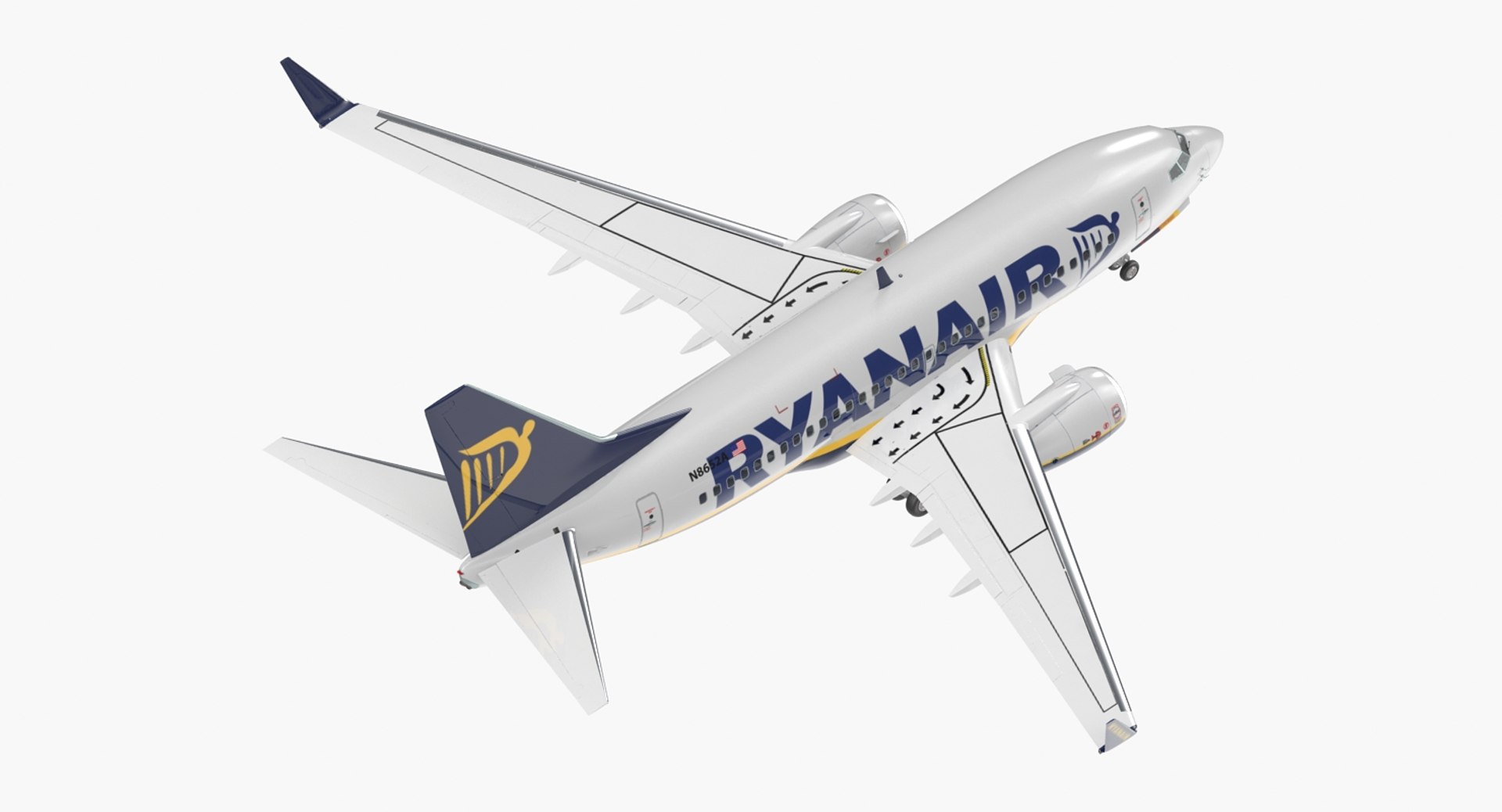 3D boeing 737-600 ryanair model - TurboSquid 1149410