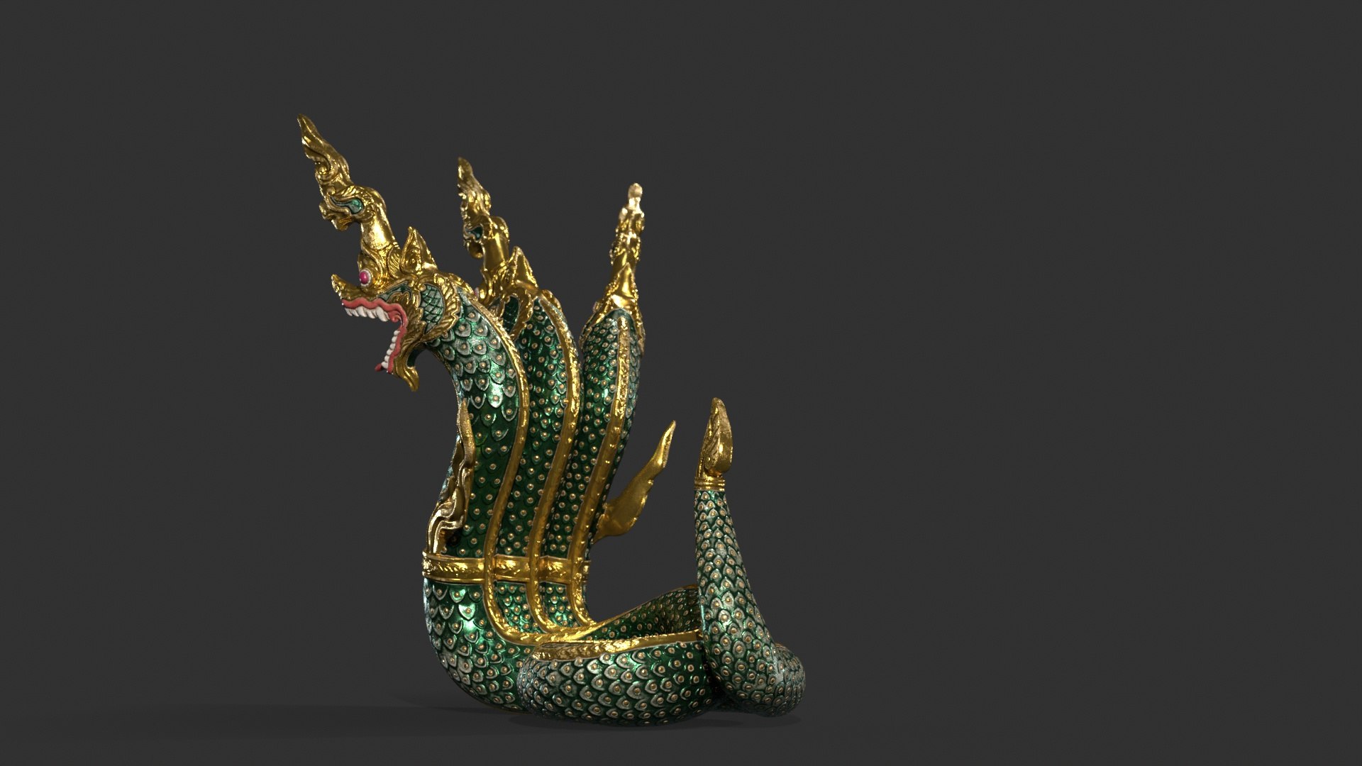 3D King Of Naga Thailand Sculpture Model - TurboSquid 2238615