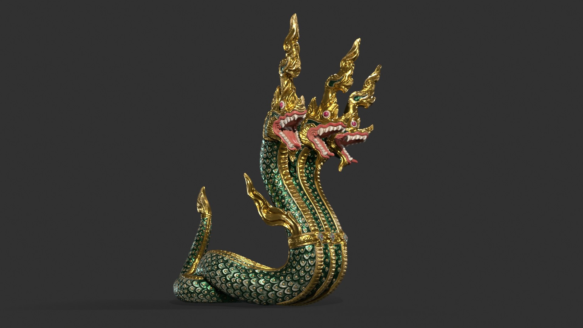 3D King Of Naga Thailand Sculpture Model - TurboSquid 2238615