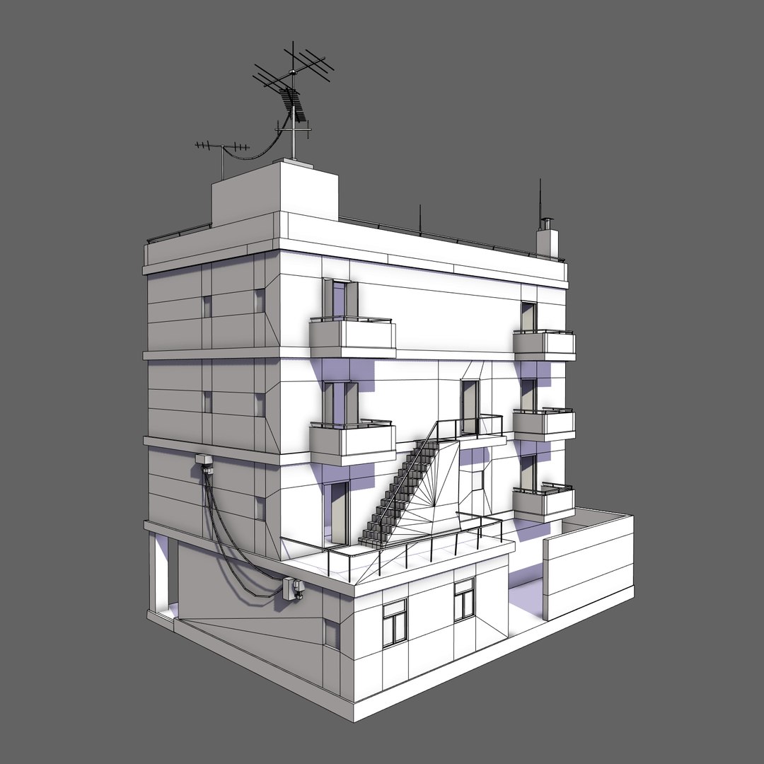accessible urban building 3d obj