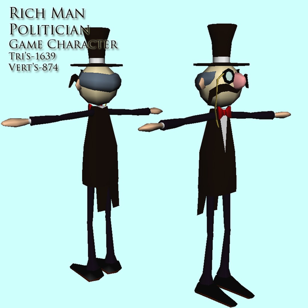 Rich Politician Man Character 3d Model