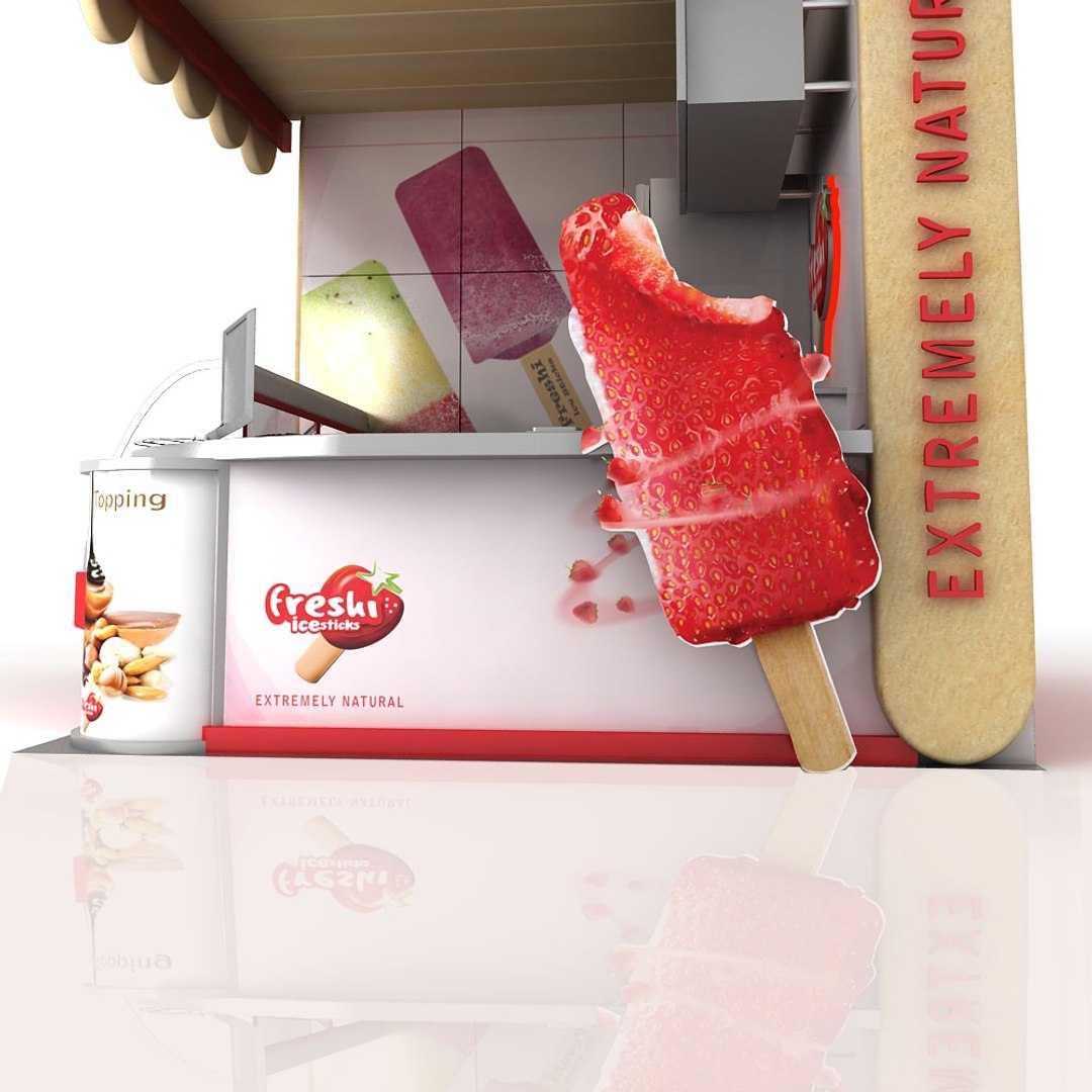 3d Model Booth Ice Cream Sticks